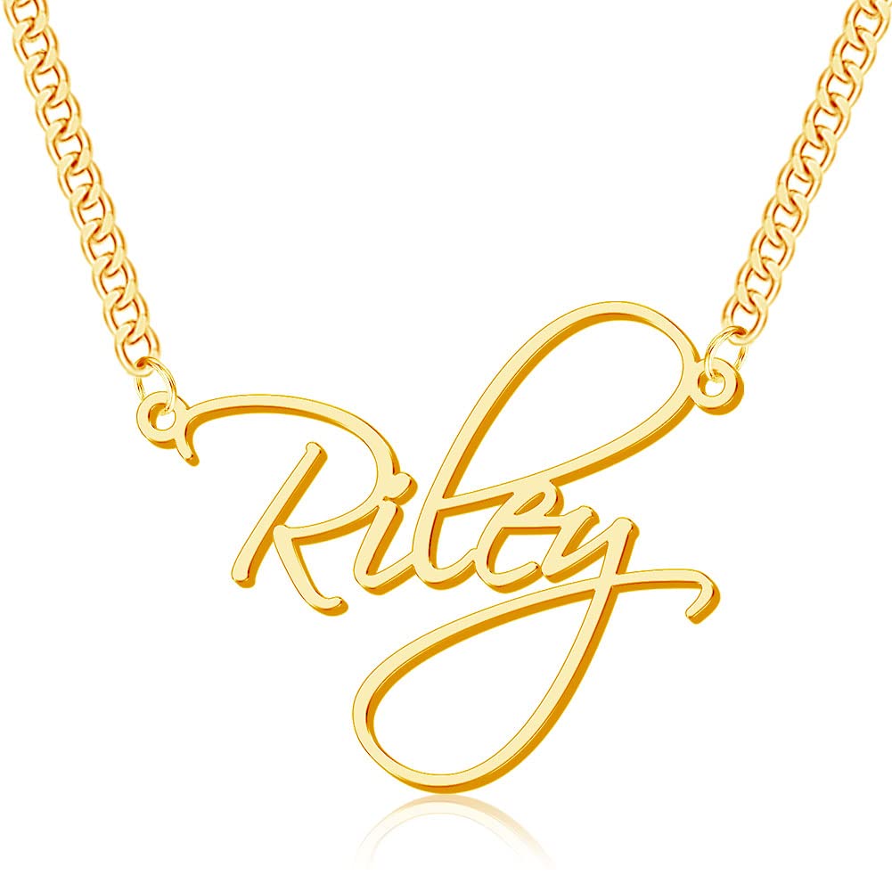 Yopicks Custom Name Necklace Personalized, 18K Gold Plated Sterling Silver Name Necklace for Women Gift