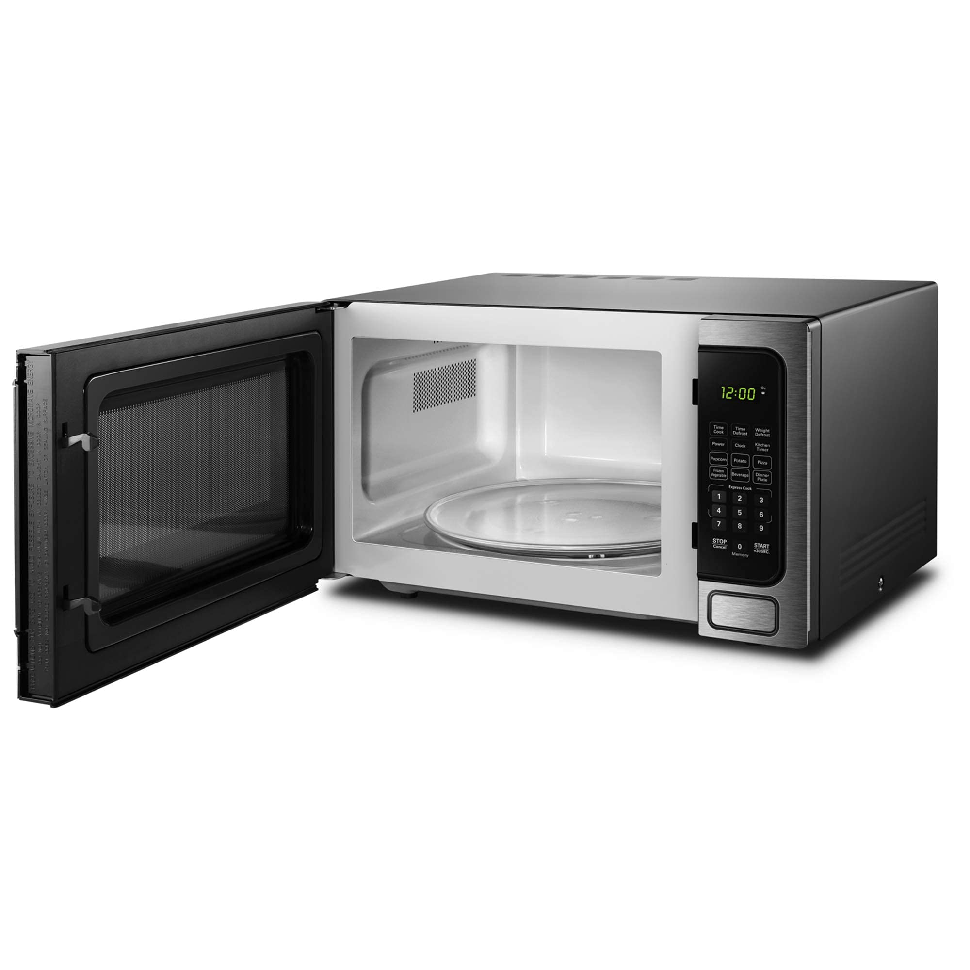Danby DDMW1125BBS 1,000 Watts 1.1 Cu.Ft. Countertop Microwave with Push-Button Door|10 Power Levels, 6 Cooking Programs|Auto Defrost and Child Lock in Stainless Finish (Renewed)
