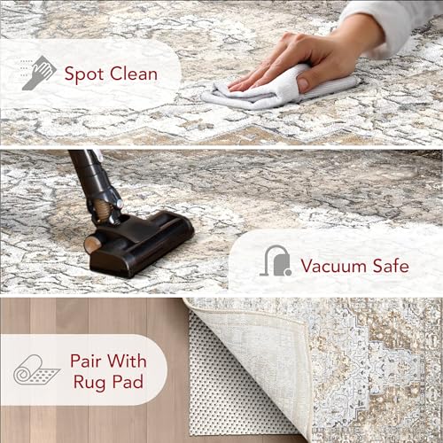 nuLOOM Vintage Medallion Thea Area Rug, 6' 7" x 9', Beige