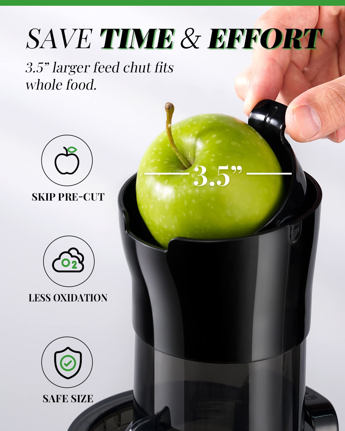 GDOR Cold Press Juicer Machines, Masticating Juicer Extractor with 3.5-Inch Feed Chute, Slow Juicer With High Yield, Easy to Clean,Grey