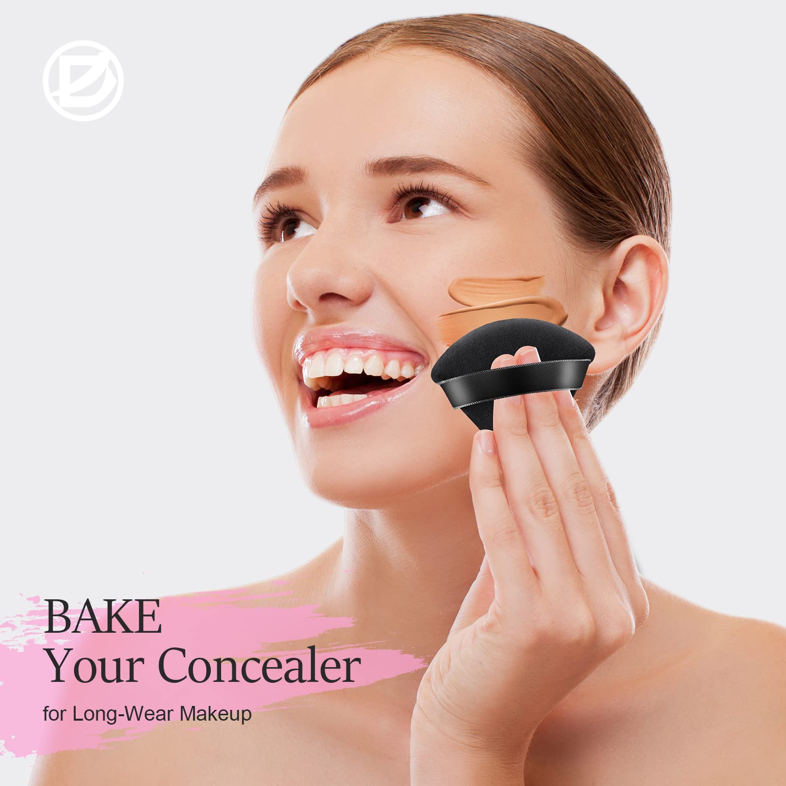 D Powder Puff Triangle Makeup Puffs for Loose Setting Powder Face Body, Foundation Blender Velour, Super Soft Eye Makeup Wedges Beauty Tools 6 PCS