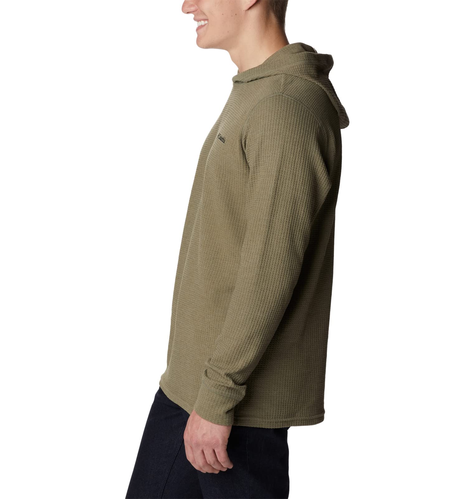 Columbia Men's Pine Peak Waffle Hoodie, Stone Green Heather, Large