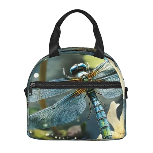 DEHIWI Dargonfly Lunch Bag For Women Men Reusable Insulated Lunch Box Lunch Cooler Tote Bag For Work Picnic Travel