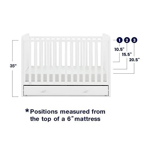 GAP babyGap Graham 4-in-1 Convertible Crib with Storage Drawer - Greenguard Gold Certified, Bianca White