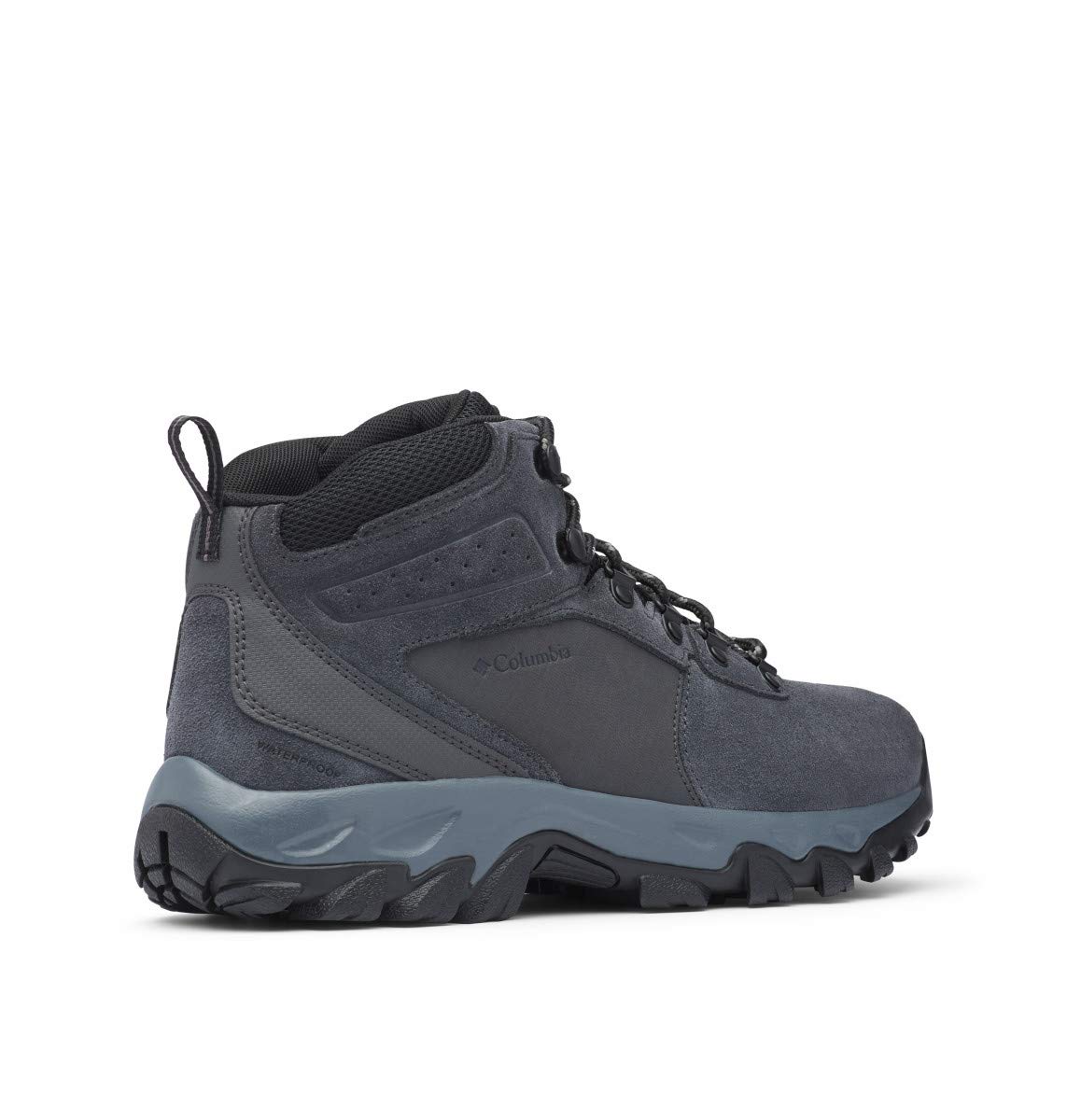 Columbia Men's Newton Ridge Plus II Suede Waterproof Boot, Breathable with High-Traction Grip, shark/black,12