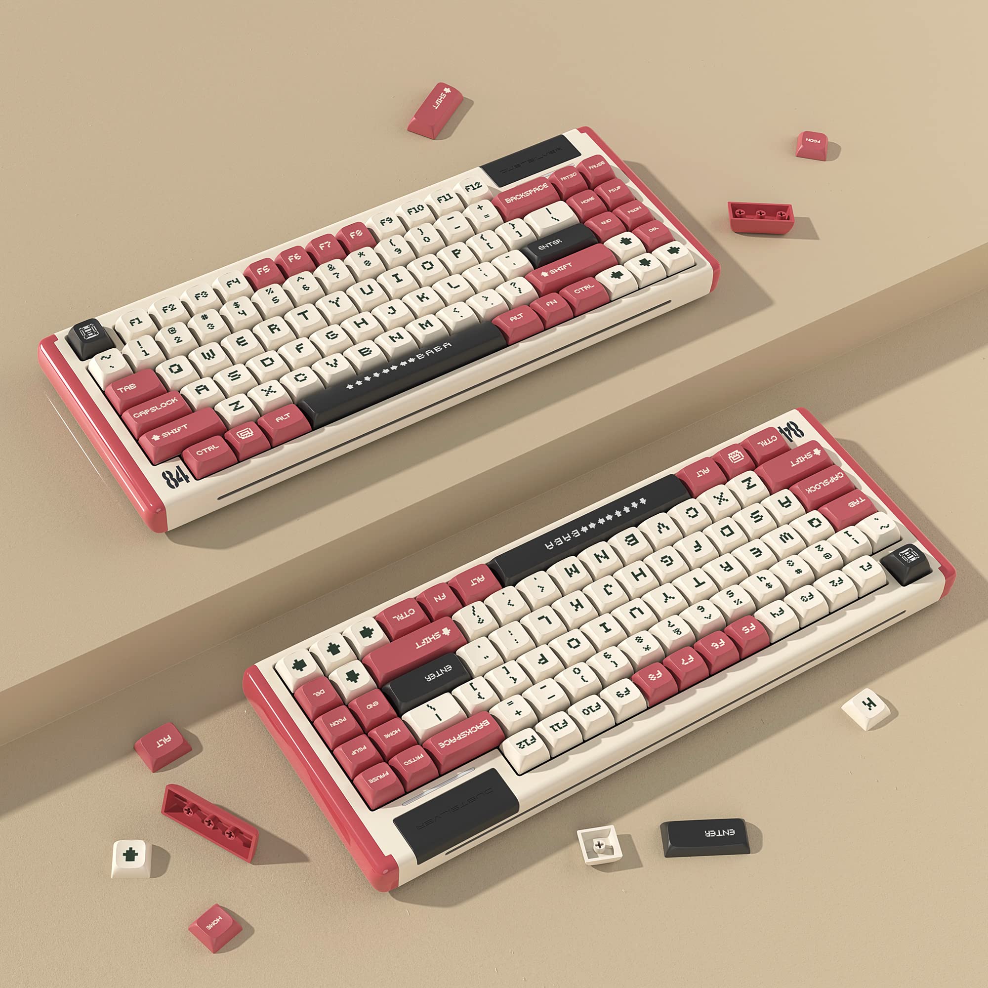 D84 Wireless 75% Classic Retro Mechanical Keyboard with RGB, Hot Swappable, Bluetooth/2.4G/Type-C Connection, Gateron Black Switches for Linear Typing