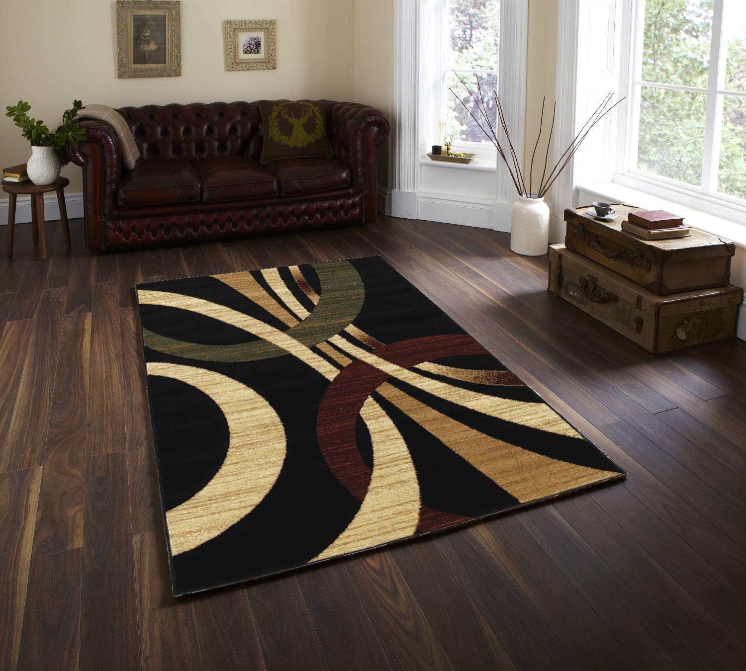 LR Resources Black Rectangle Indoor Area Rug, 5'2" x 7'2",
