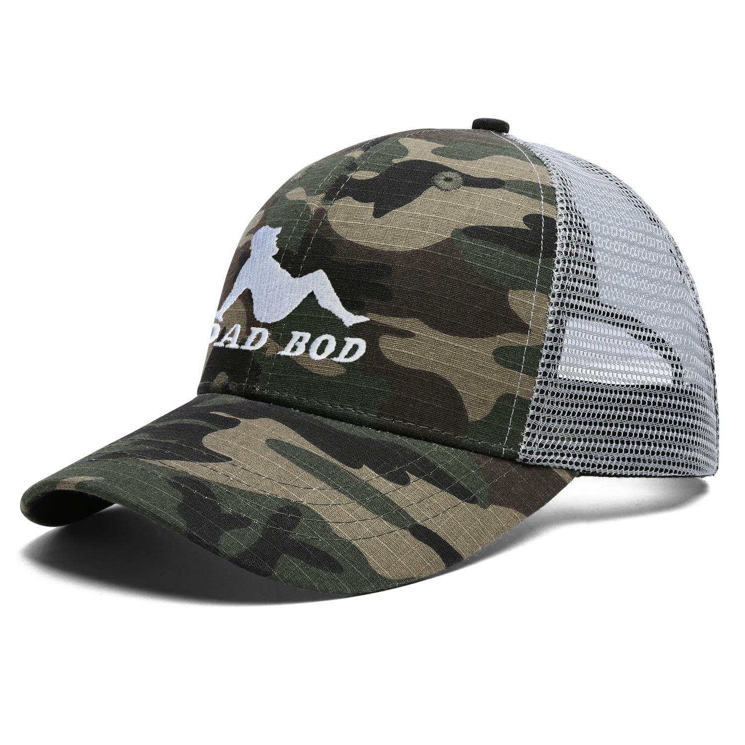 Dad BOD Embroidered Hat Funny Baseball Cap Trucker Cap Adjustable Baseball Snapbacks Hat Gifts for Father's Day, Birthday Green-Camouflage