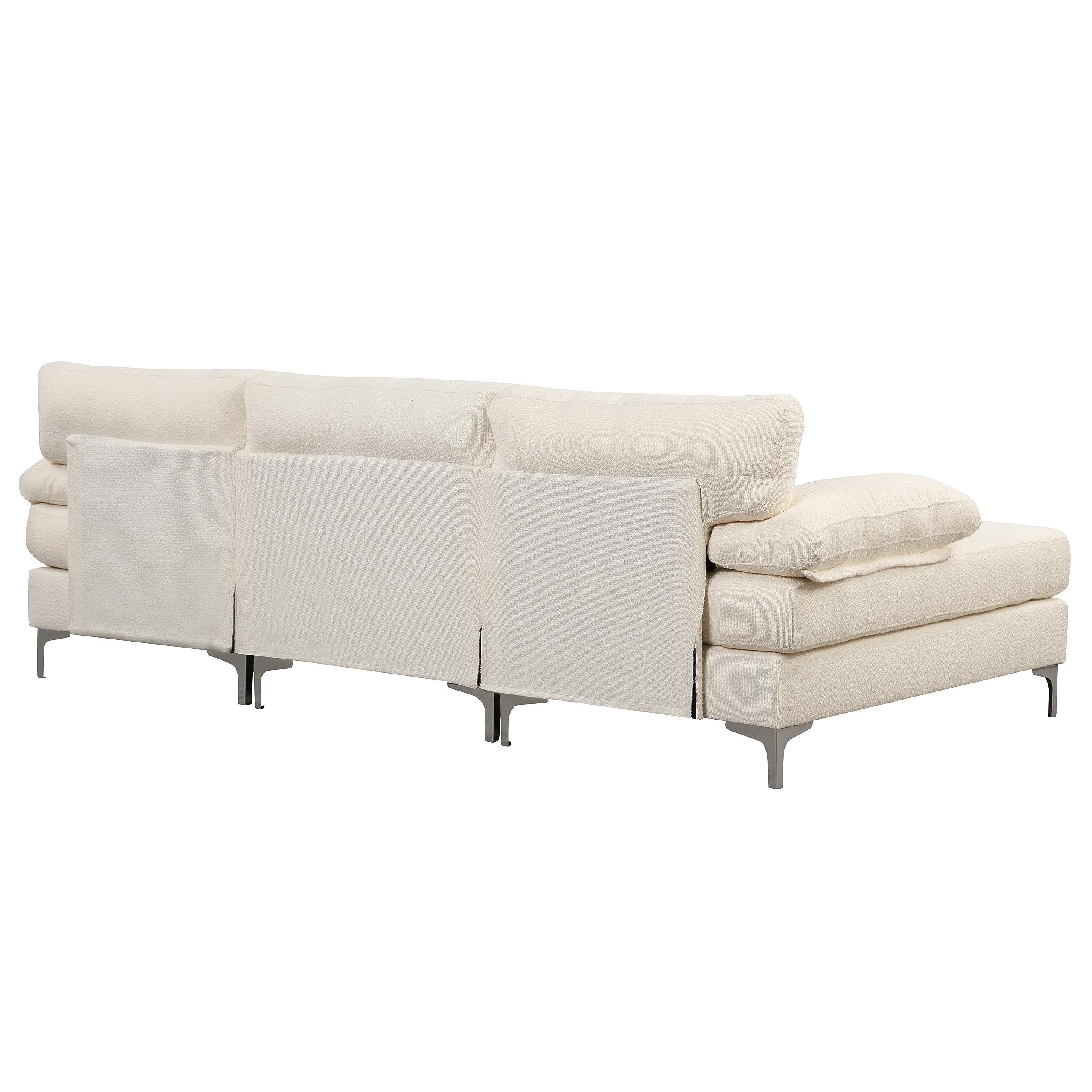 Casa Andrea Milano Luxury Modern Large Boucle L-Shape Sectional Sofa, with Extra Wide Chaise Lounge Couch