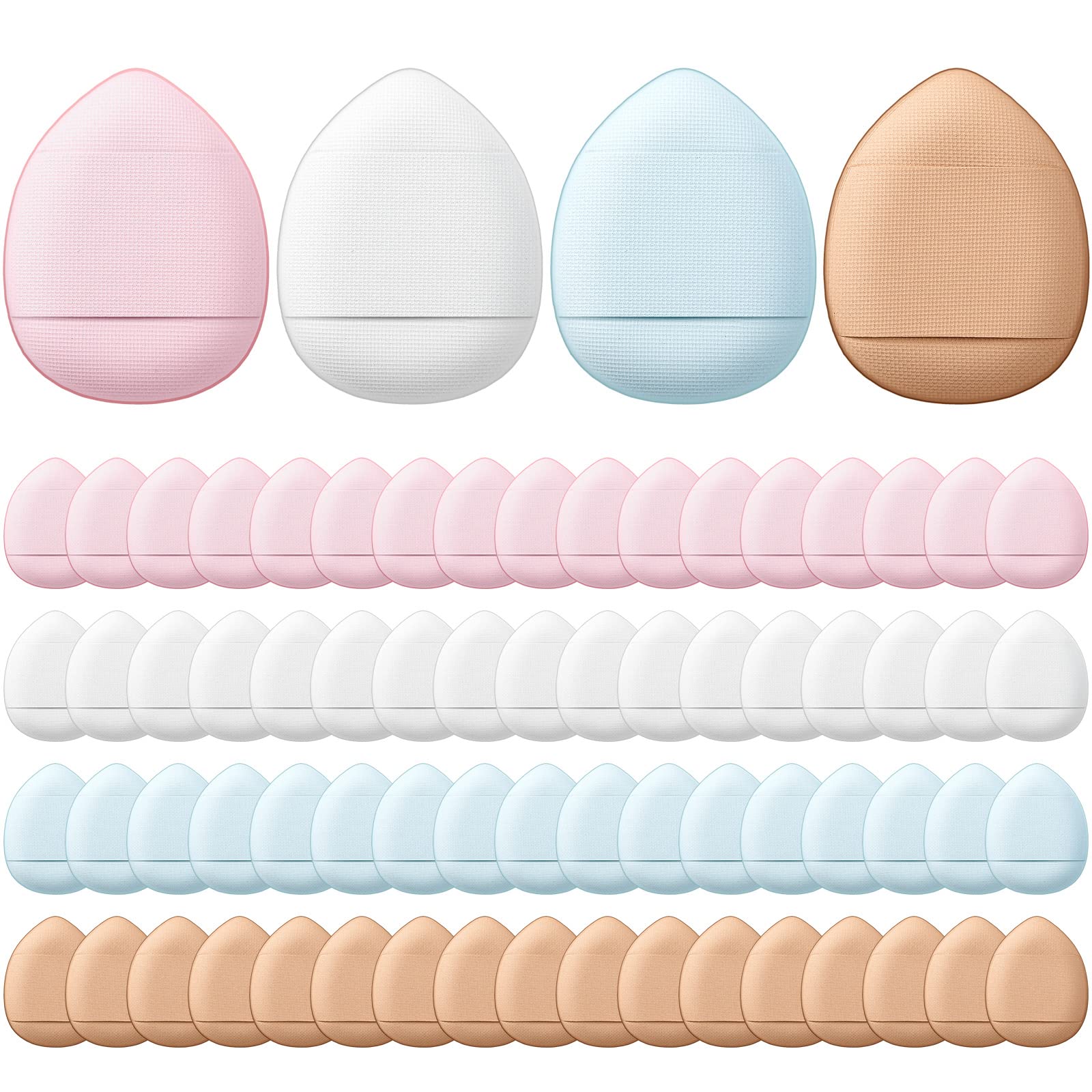 Gerrii 72 Pcs Finger Powder Puff Mini Makeup Sponge Soft Beauty Makeup Blender Puff for Foundation, Face Powder, Under Eye Setting, Concealer, Repair Cream, Cosmetic Tool (Pink, Beige, Blue, White)