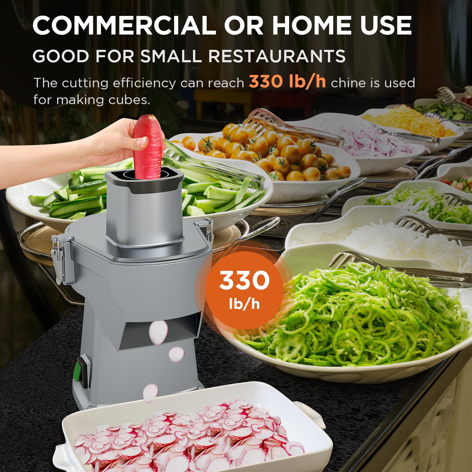 LIANQIAN 4 in 1 Electric Vegetable Chopper, Multifunctional Food Cutter&Slicer, Mandoline Slicer & Cheese Grater, 200W Multi Blade French Fry Cutter & Veggie Slicer&Dicer with Cut-Resistant Gloves