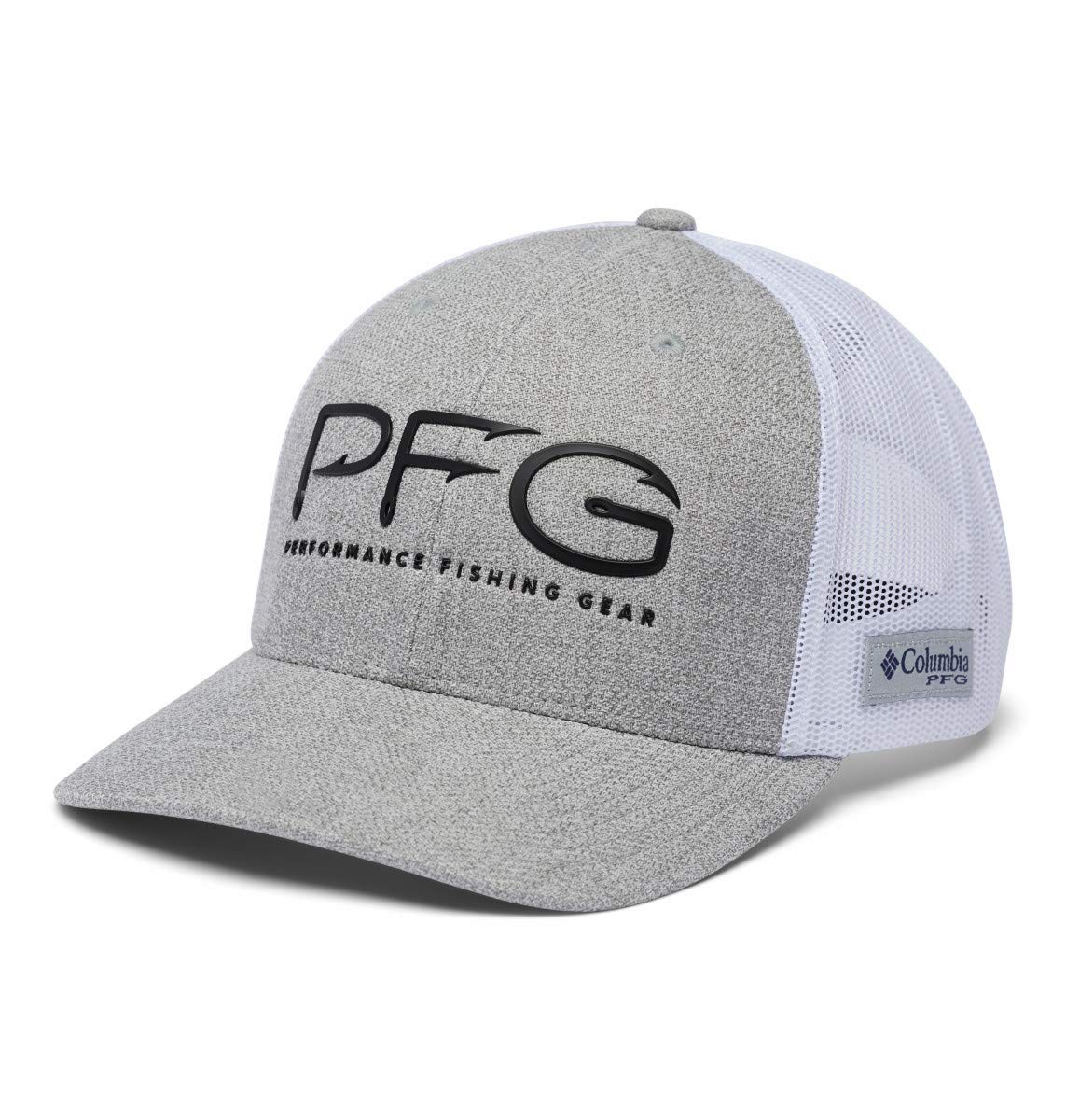 Columbia Unisex-Adult PFG Mesh Snap Back Hooks Ball Cap, Breathable, Adjustable, Cool Grey Heather/Black
