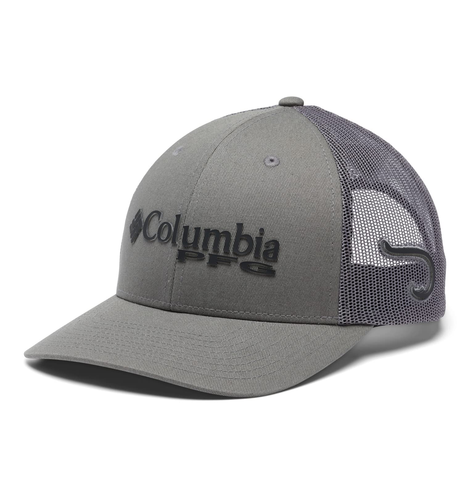 Columbia Unisex PFG Mesh Snap Back Ball Cap, Titanium/Black/Hook, One Size