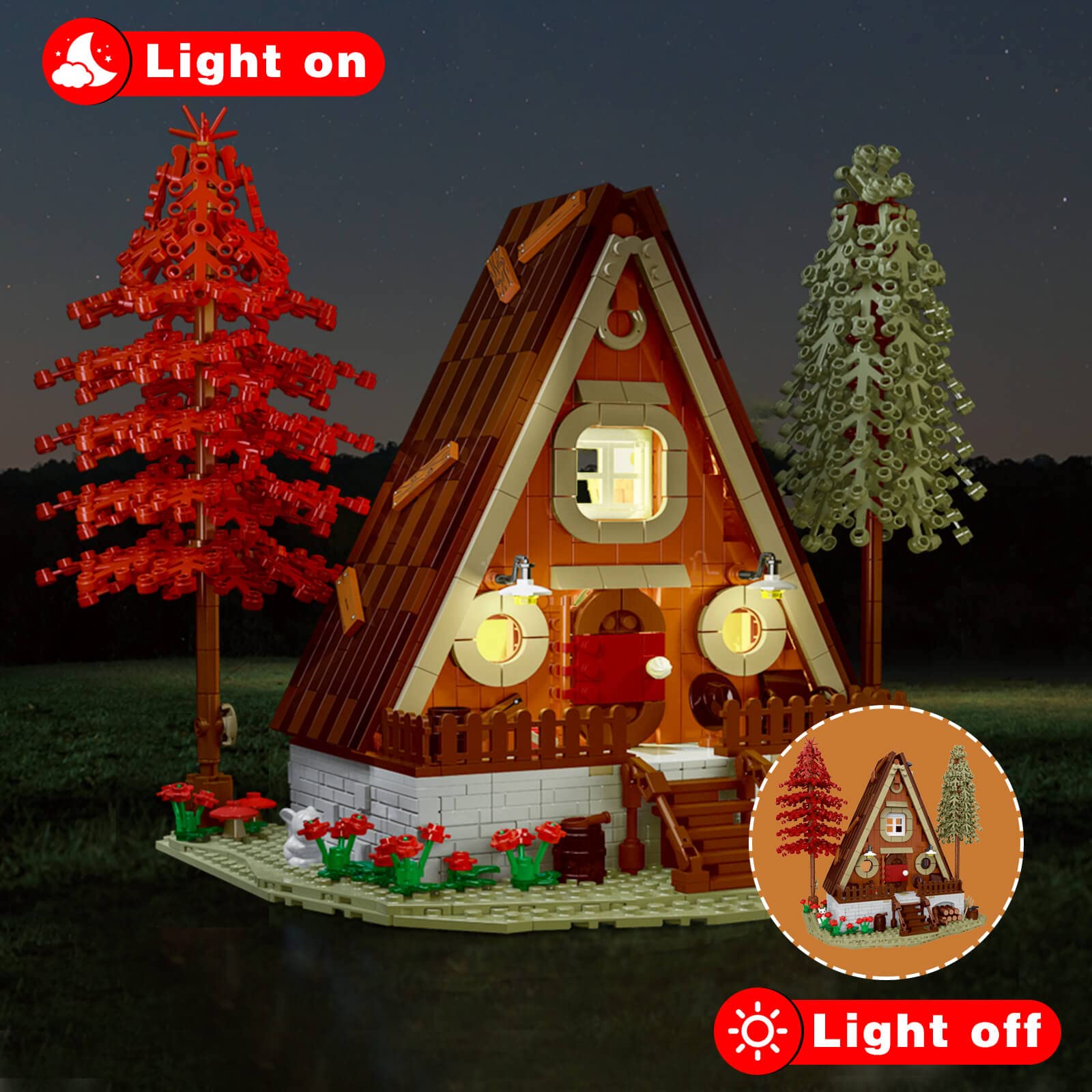 GEVINST A Frame Cabin Building Sets for Adults, A Frame House Toy Idea Gift for Adult (1,689 Pieces)