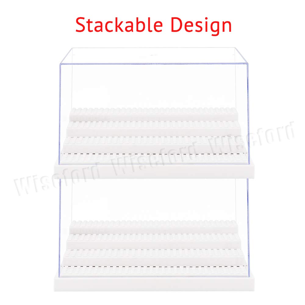 Tingacraft Acrylic Display Case (9.5 x 6.1 x 5.1 inch) Clear Box for Minifigures, White
