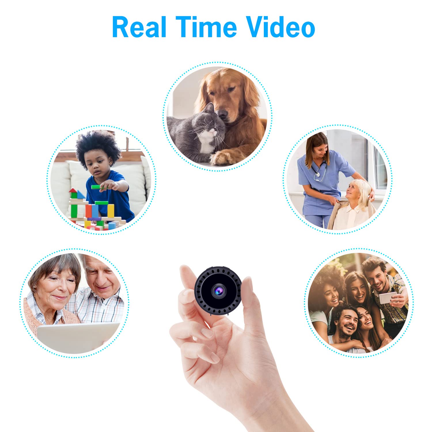 GAUYREU Hidden Cameras for Home Security, Full HD Mini Spy Camera Wi-Fi Wireless Cam, Small Nanny Camera with Remote View, Night Vision, Bulit-in Battery Tiny Spy Cam Indoor/Outdoor