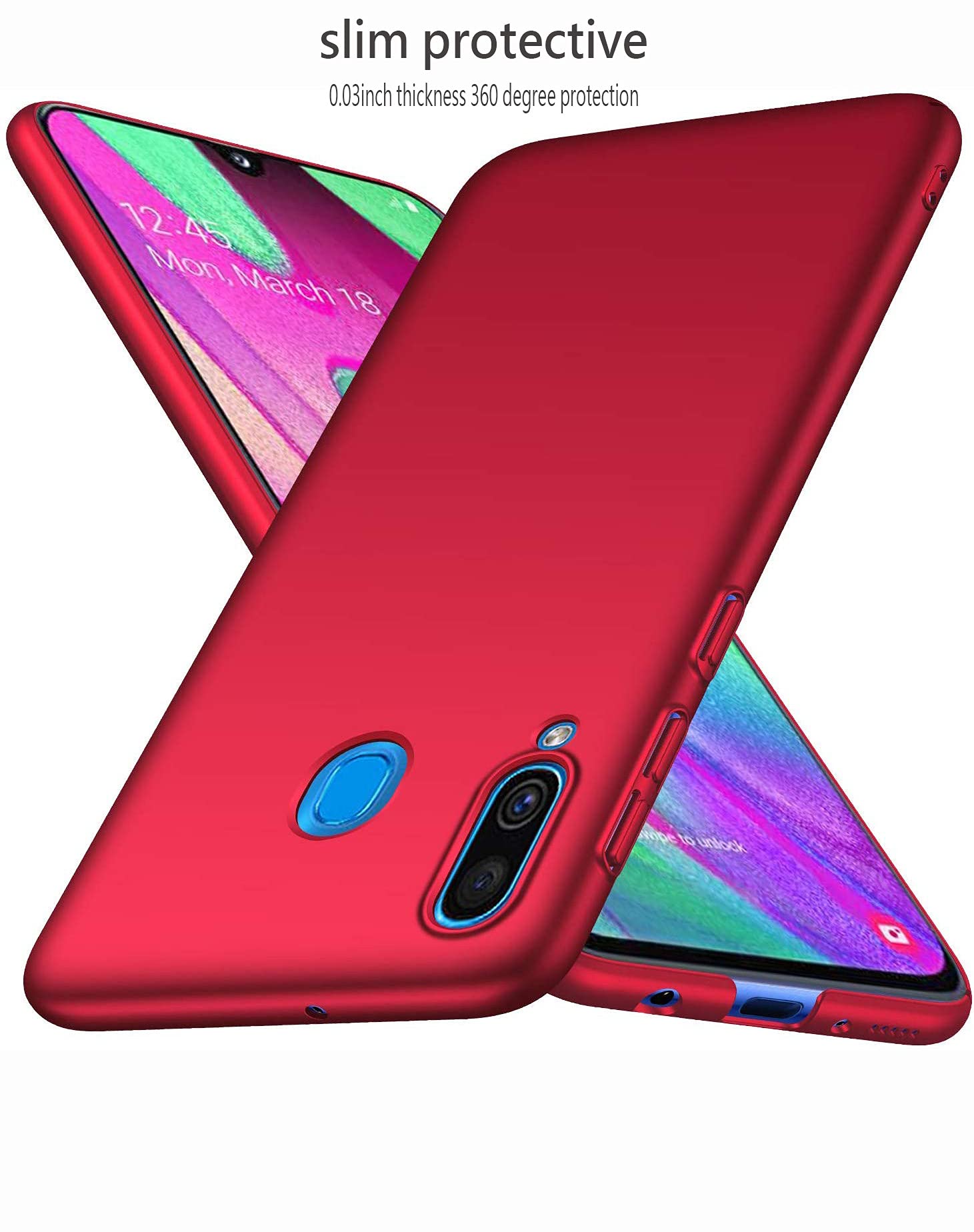 Case for Samsung A40 Slim Protective Samsung Galaxy A40 Phone Case [Protect from Shock/Scratch/Slip/Marks] [Ultra Thin] [Matte Finish] Durable PC Hard Cover for Samsung Galaxy A40 (Red)