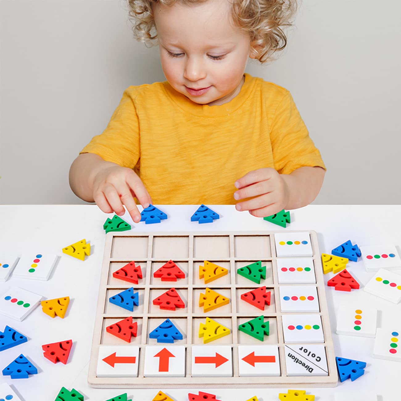 Montessori Toys Color Direction Cognitive Wooden Toy for Toddler Color Sorting Games for Developing Fine Motor Skill (Color and Orientation Cognition)