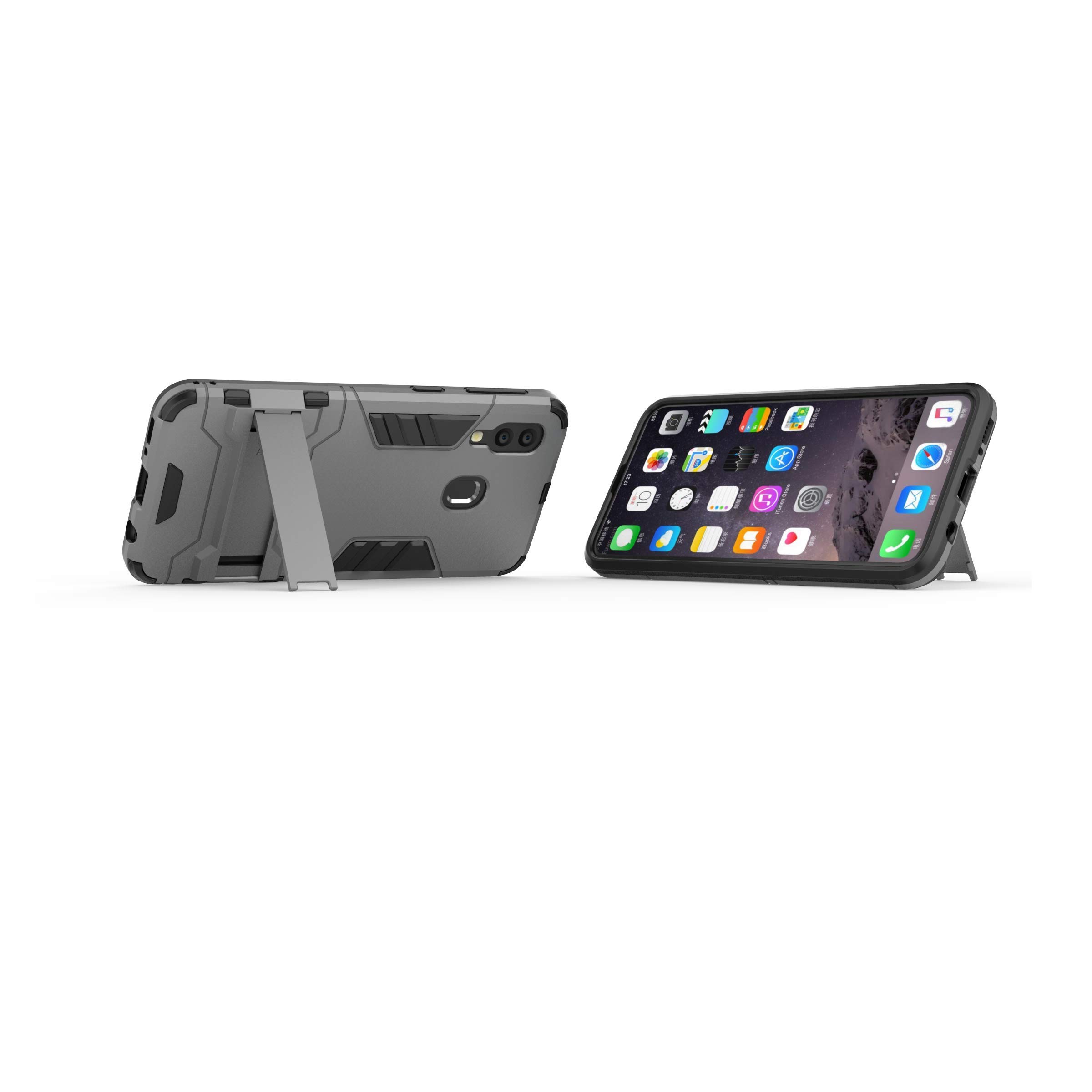CaseExpert Samsung Galaxy A40 Case, Shockproof Rugged Impact Armor Slim Hybrid Kickstand Protective Cover Case for Samsung Galaxy A40 Grey
