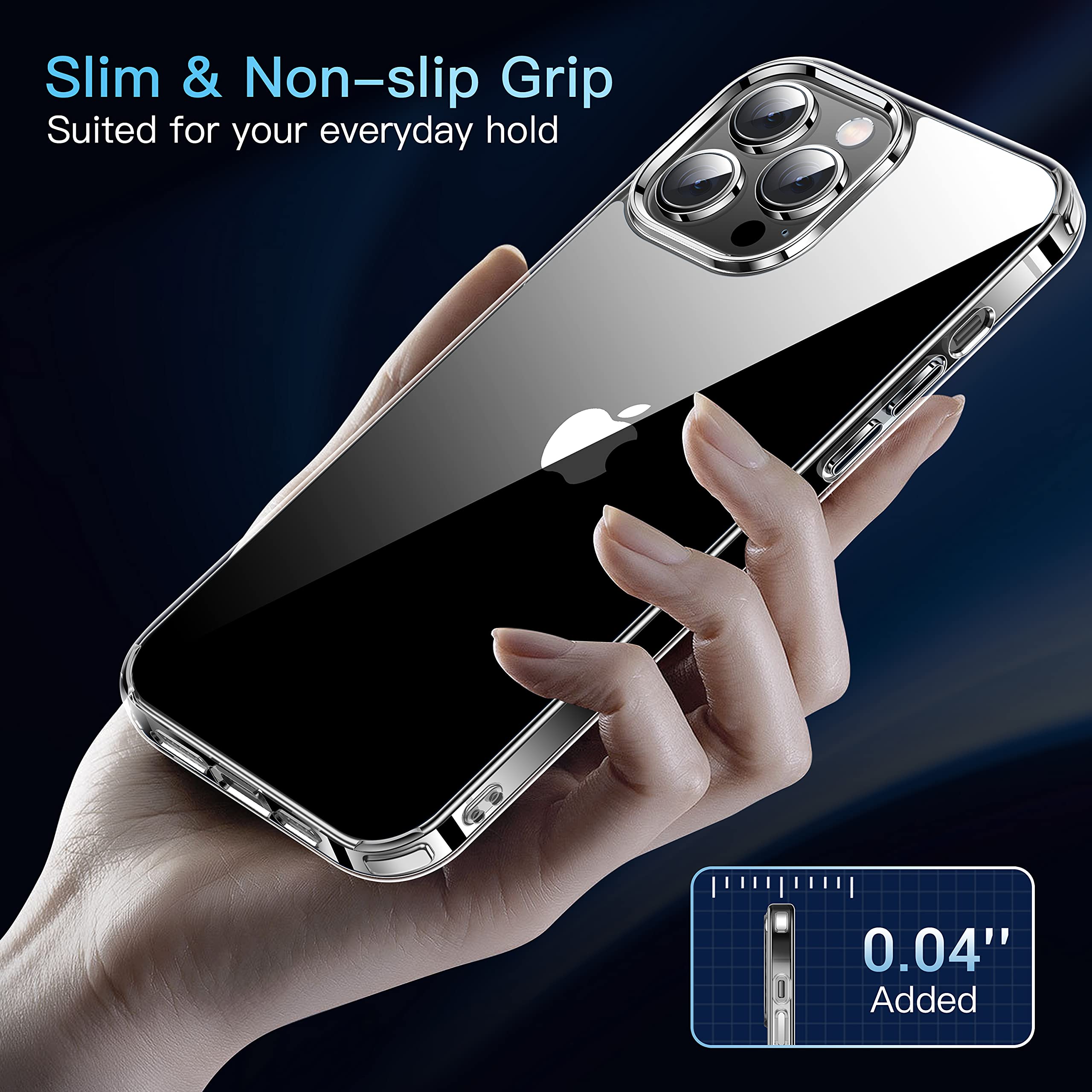 CASEKOO Crystal Clear Designed for iPhone 13 Pro Max Case, [Not Yellowing] [Military Drop Protection] Shockproof Protective Phone Case 6.7 inch 2021 (Black)