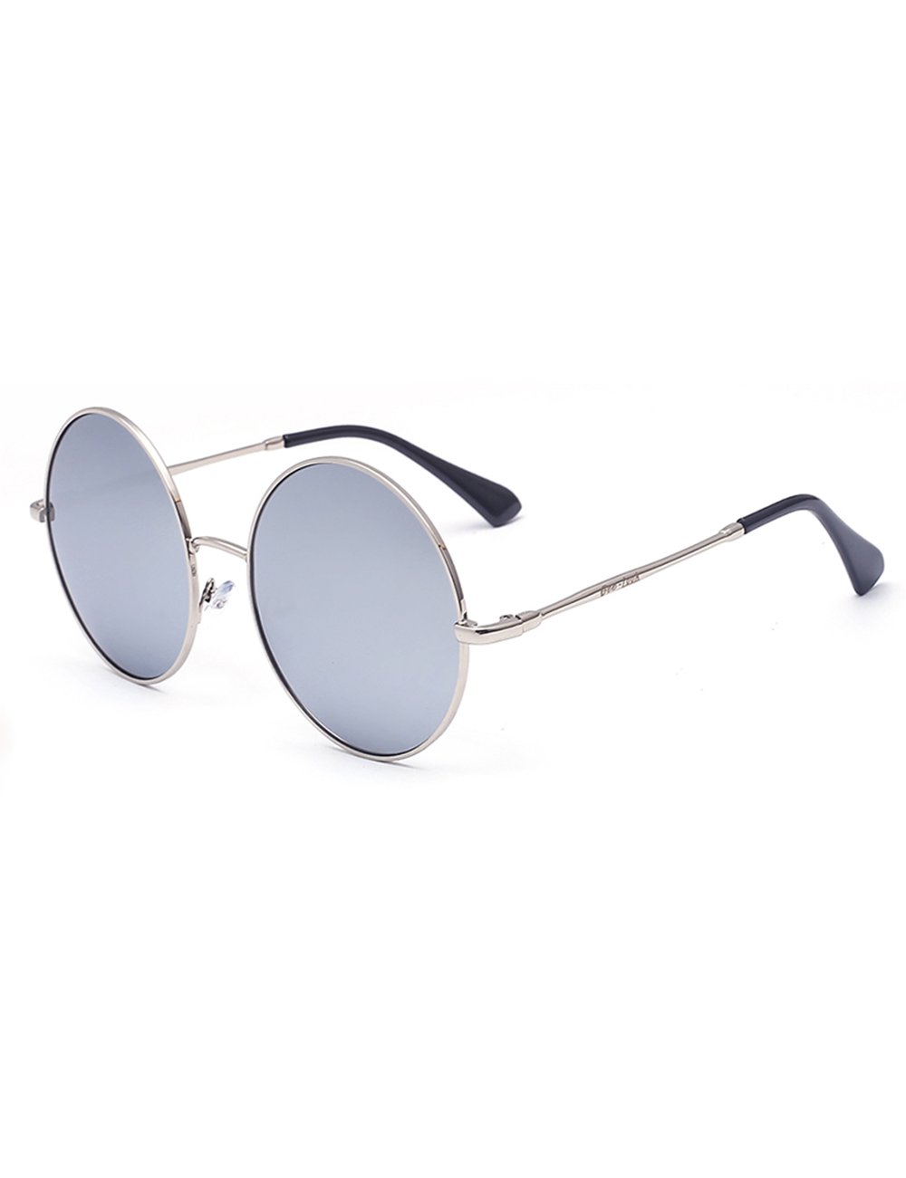 GEELOOK Round Sunglasses for Women Men Classic Oversized Circle Mirrored Hippie Hipster Polarized Sunglasses Metal Frame Mercury Lens
