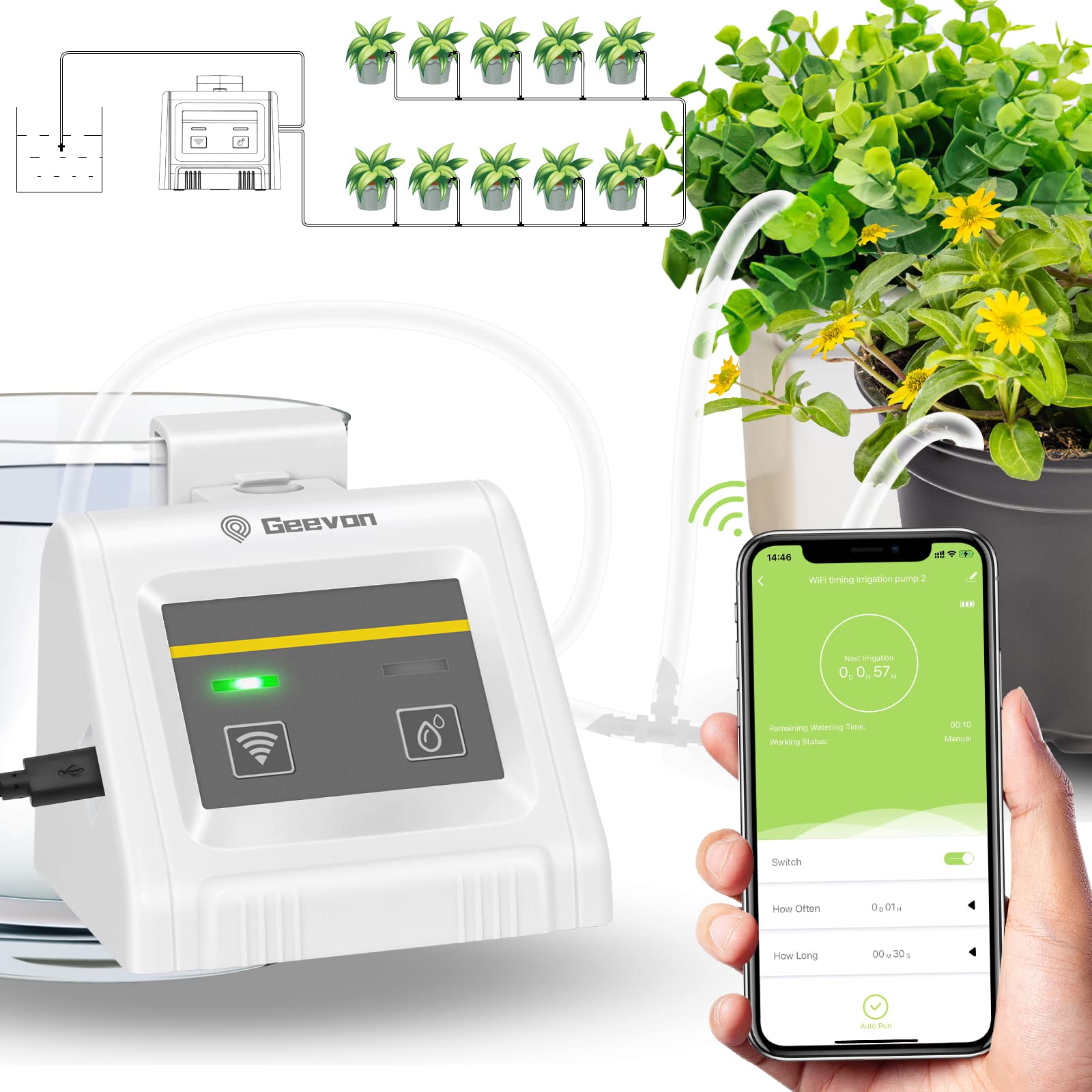 Geevon WiFi Automatic Watering System for Indoor Potted Plants