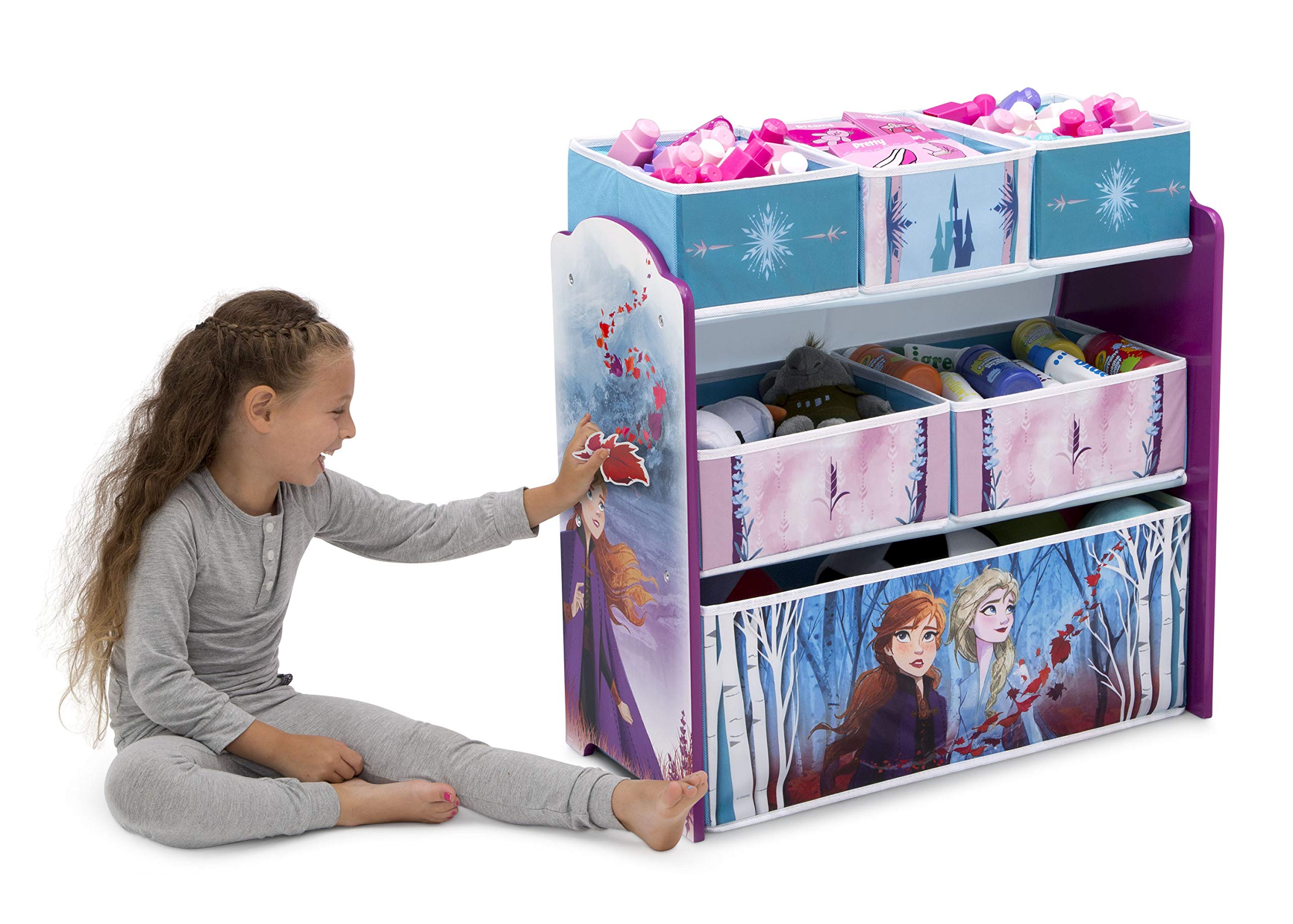 Delta Children Kids Table and Chair Set with Storage (2 Chairs Included) Plus Design & Store 6 Bin Toy Storage Organizer - Ideal for Arts & Crafts, Homeschooling, Homework & More, Disney Frozen II