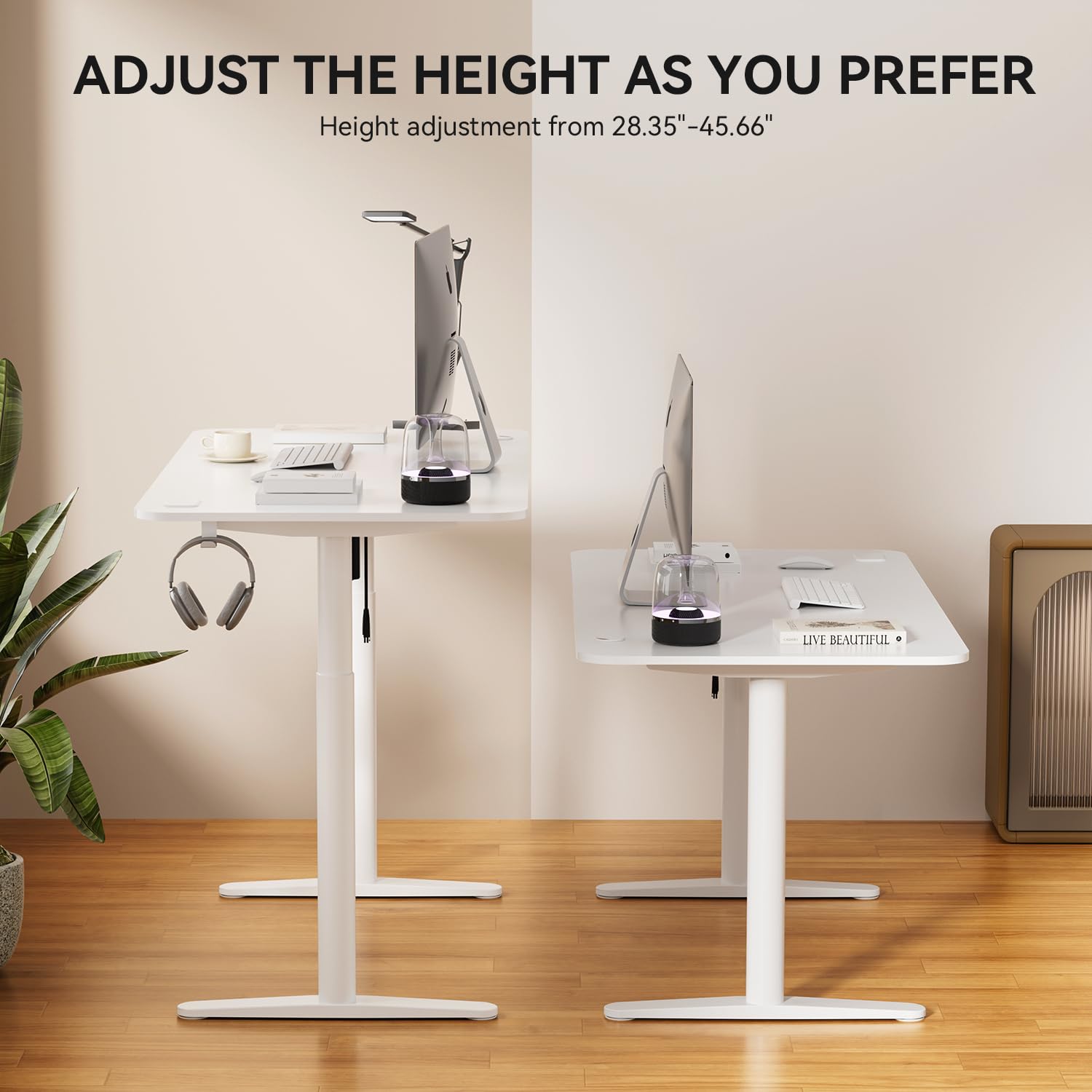 Generic Adjustable Standing Desk Home Office Workstation (White, 55 * 28 inch)