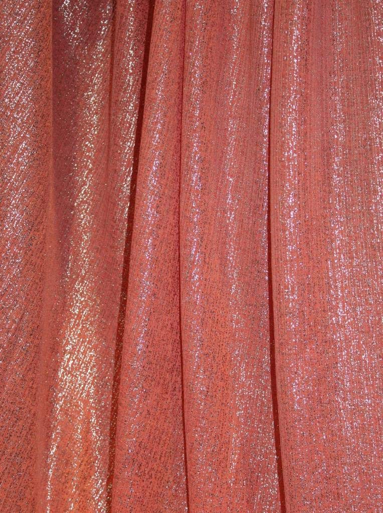 Lycra Shimmer Lurex Silver Fabric 58''Wide Peachy Pink Color FF#15B[3]