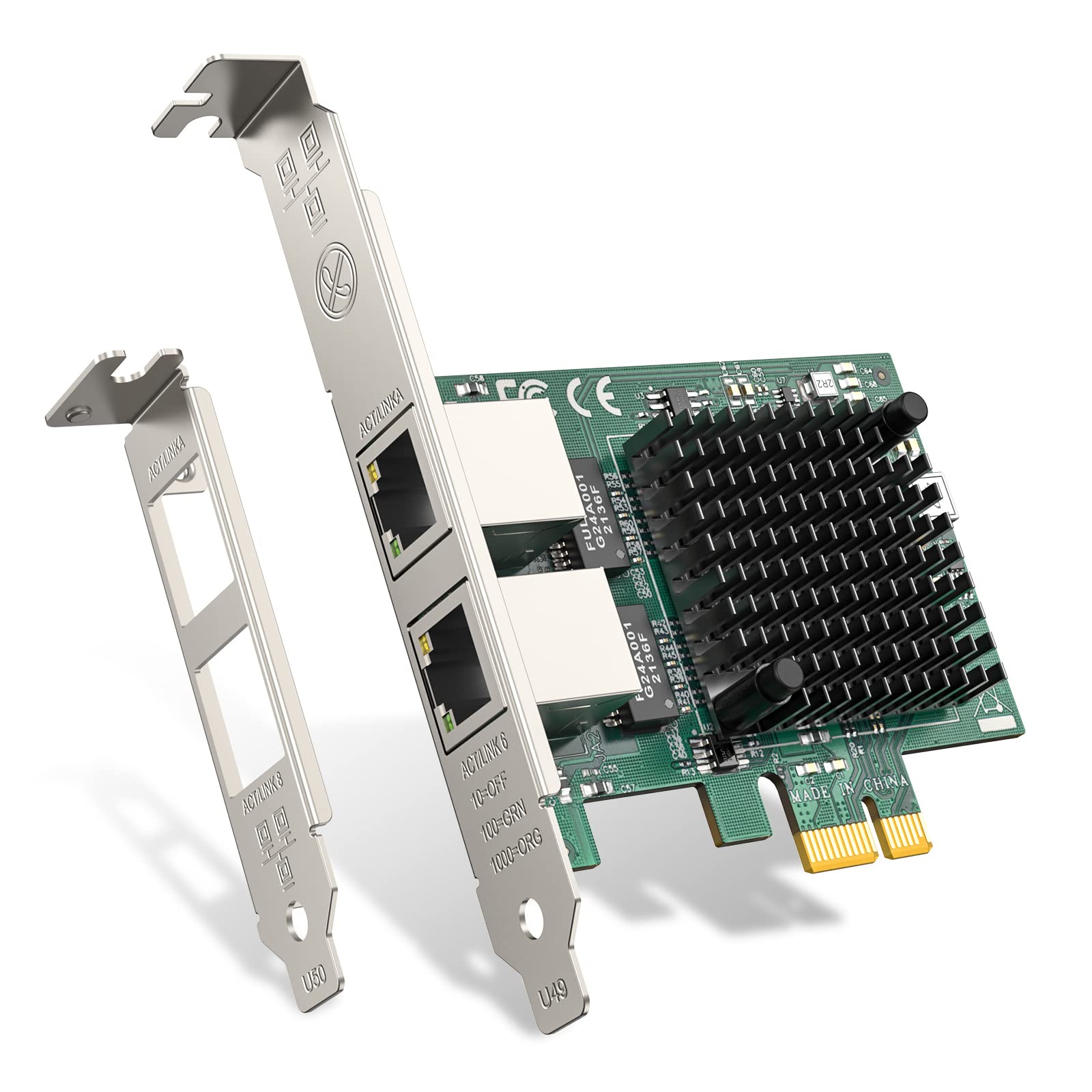 Gigabit Ethernet Converged 1G Network Card, Dual RJ45 Port Server Network Card with Intel 82571 Chipset Ethernet Adapter Low Profile LAN NIC Card for Support PXE for Windows/Windows Server/Linux