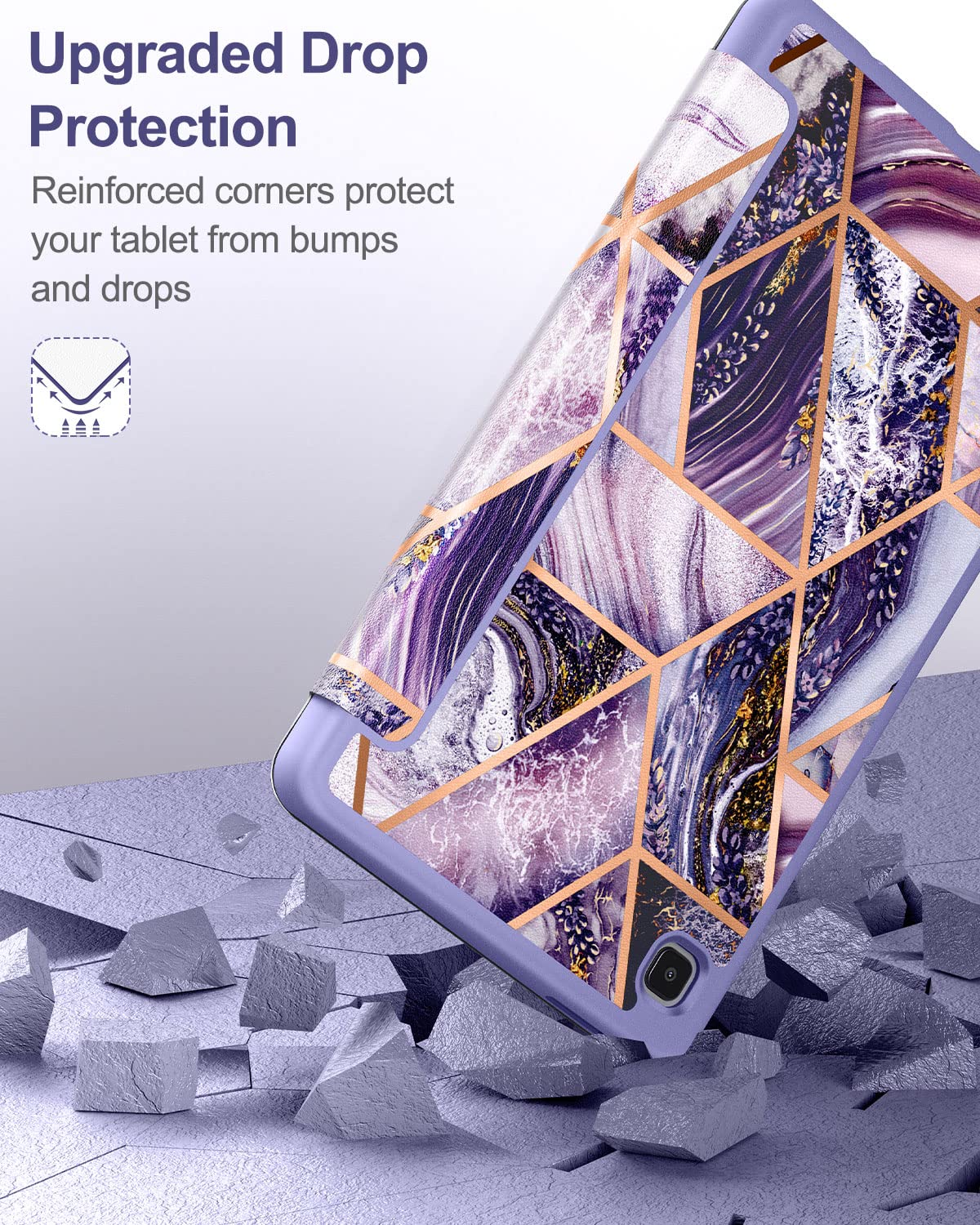 ONPINT Case for Samsung Galaxy Tab A7 Lite Case 2021 8.7 Inch (SM-T220 / T225 / T227),【Built in Screen Protector】 Lightweight Leather Case Full Body Smart Cover with Magnetic Trifold Stand-Purple