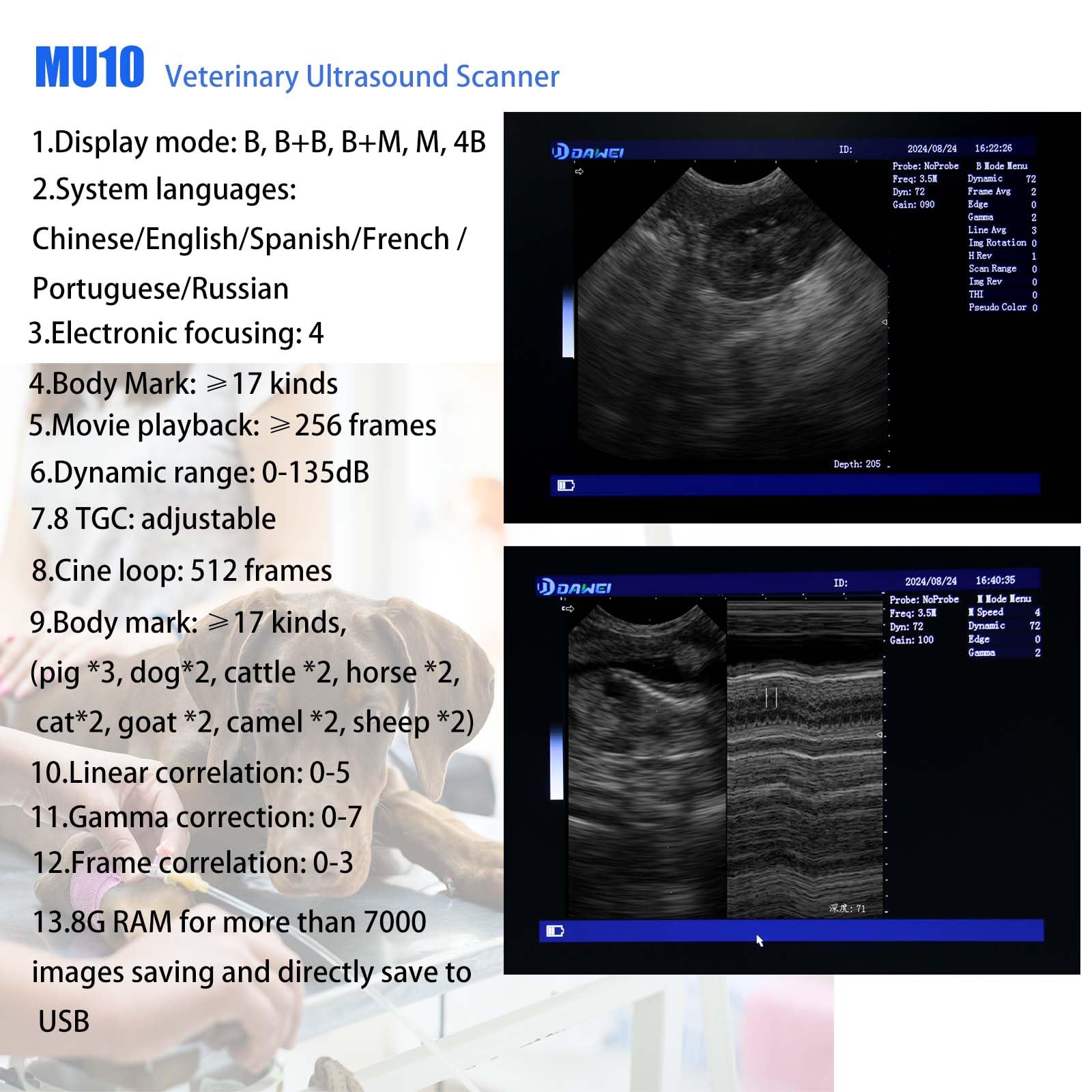 DAWEIanimed Veterinary Ultrasound Scanner Laptop Ultrasound Machine with 3.5Mhz Convex Probe for Animals Dog,Goat,Pig,Sheep use
