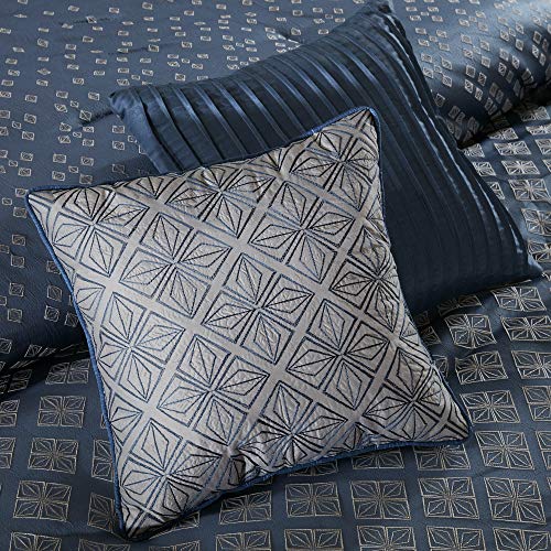 Madison Park Biloxi Duvet Cover - Navy, Geometric Duvet Cover Set β 6 Piece β Ultra Soft Microfiber Light Weight Bed Comforter Covers, King/Cal King(104"x92") (MP12-3737)