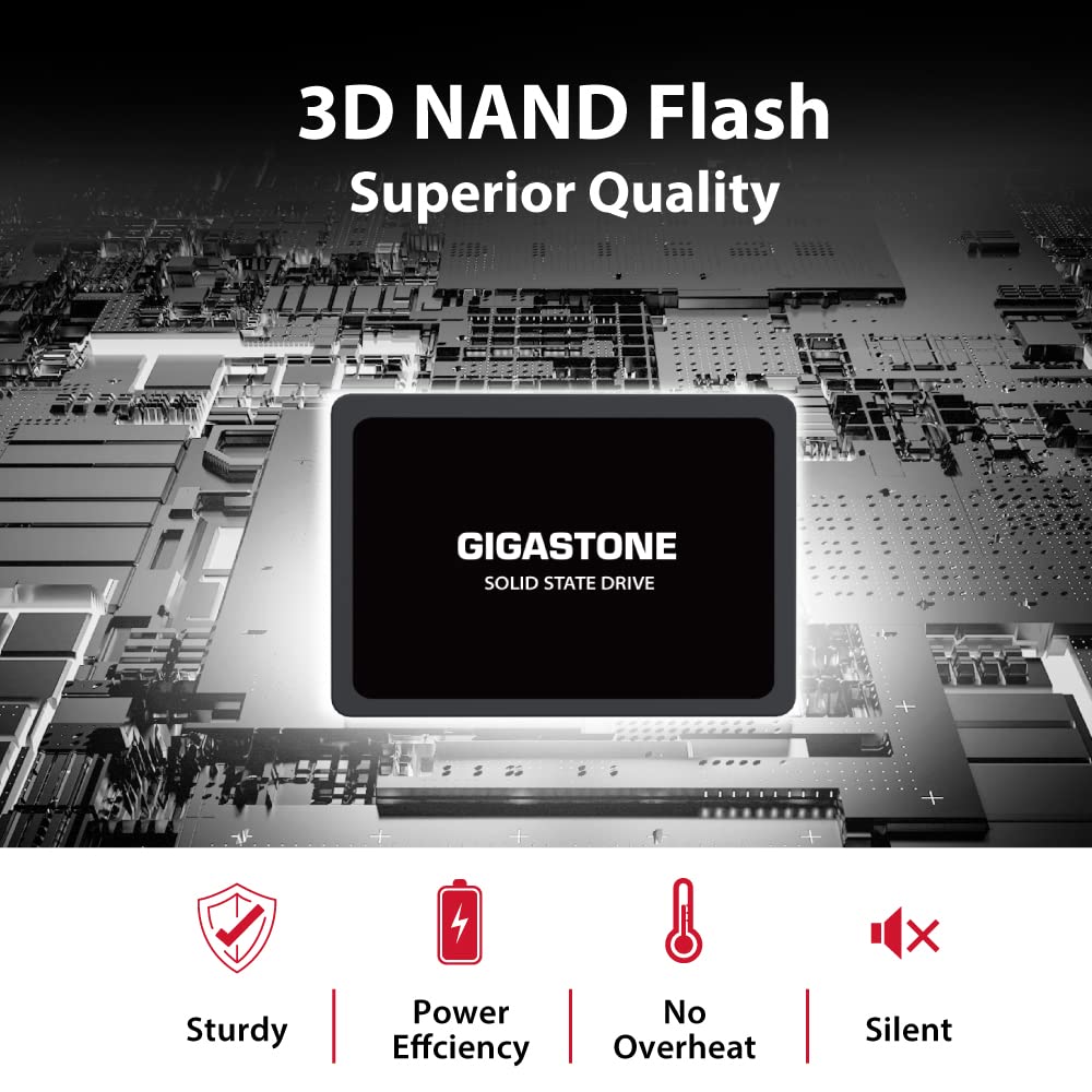 Gigastone SATA SSD 2TB 2.5 inch SSD 520MB/s Upgrade Laptop PC Memory and Storage PS4 HDD Replacement 2.5" Internal Solid State Hard Drives SATA III SLC Cache 3D NAND Increase Performance