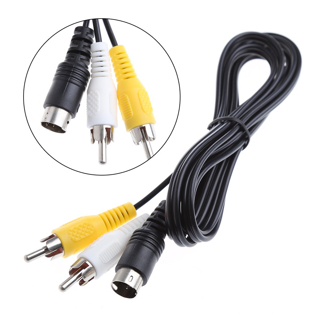 Tsond Black 1.5M/5FT Audio Video AV Stereo Composite Adapter Cable For SEGA Genesis/MD