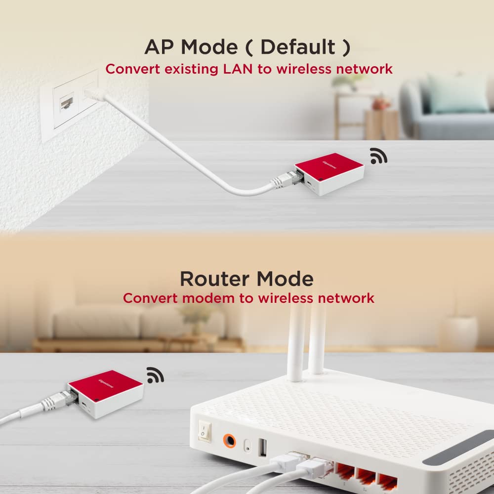 Gigastone TR1 Mini Wireless Travel Router 150Mbps, Router, Repeater, WiFi Range Extension, 802.11N, Built with Qualcomm Atheros AR9331 WiFi Ethernet Processor
