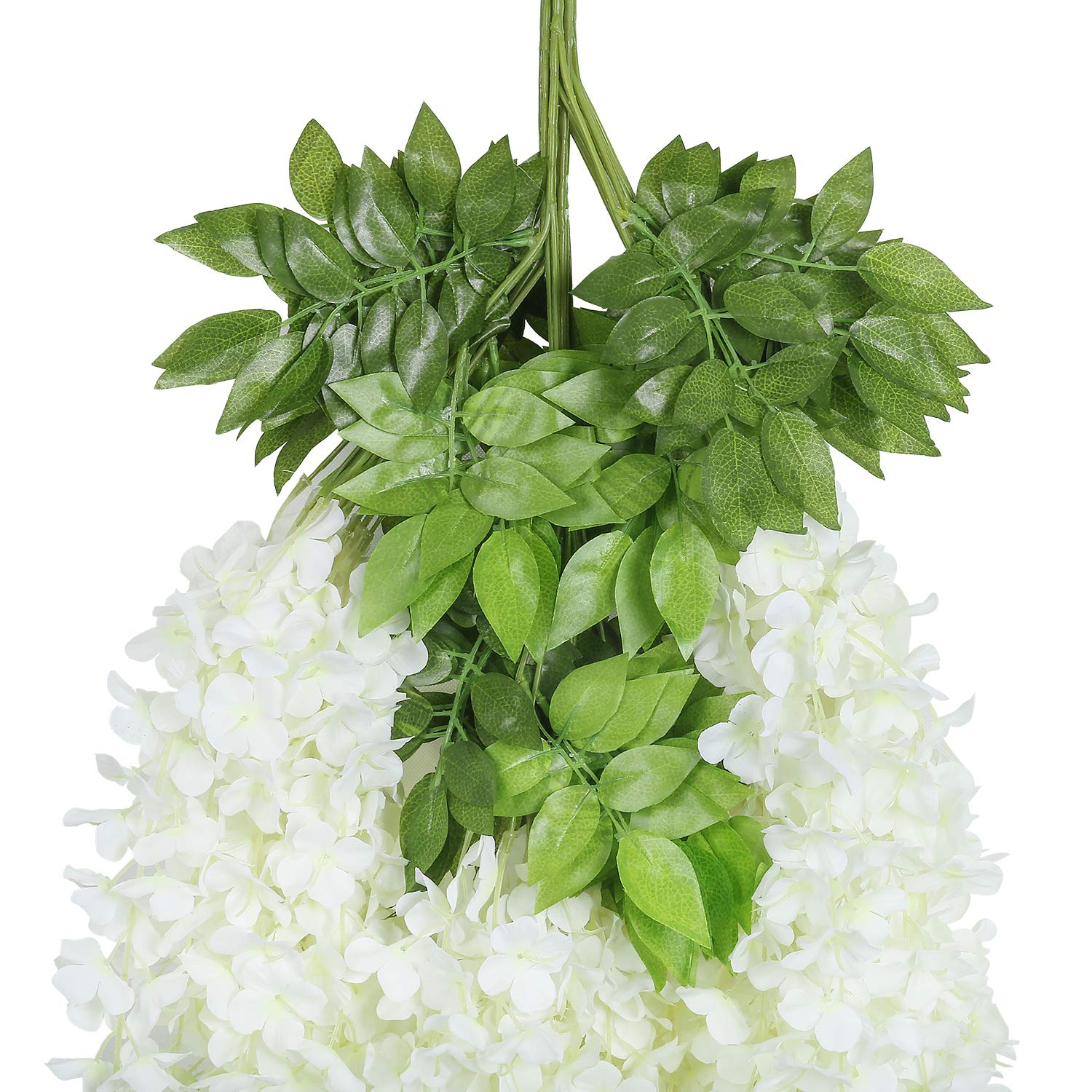 U'Artlines 12 Pack(Total 43.2 Feet) Artificial Fake Wisteria Vine Rattan Hanging Garland Silk Flowers String Home Party Wedding Decor (12, White)