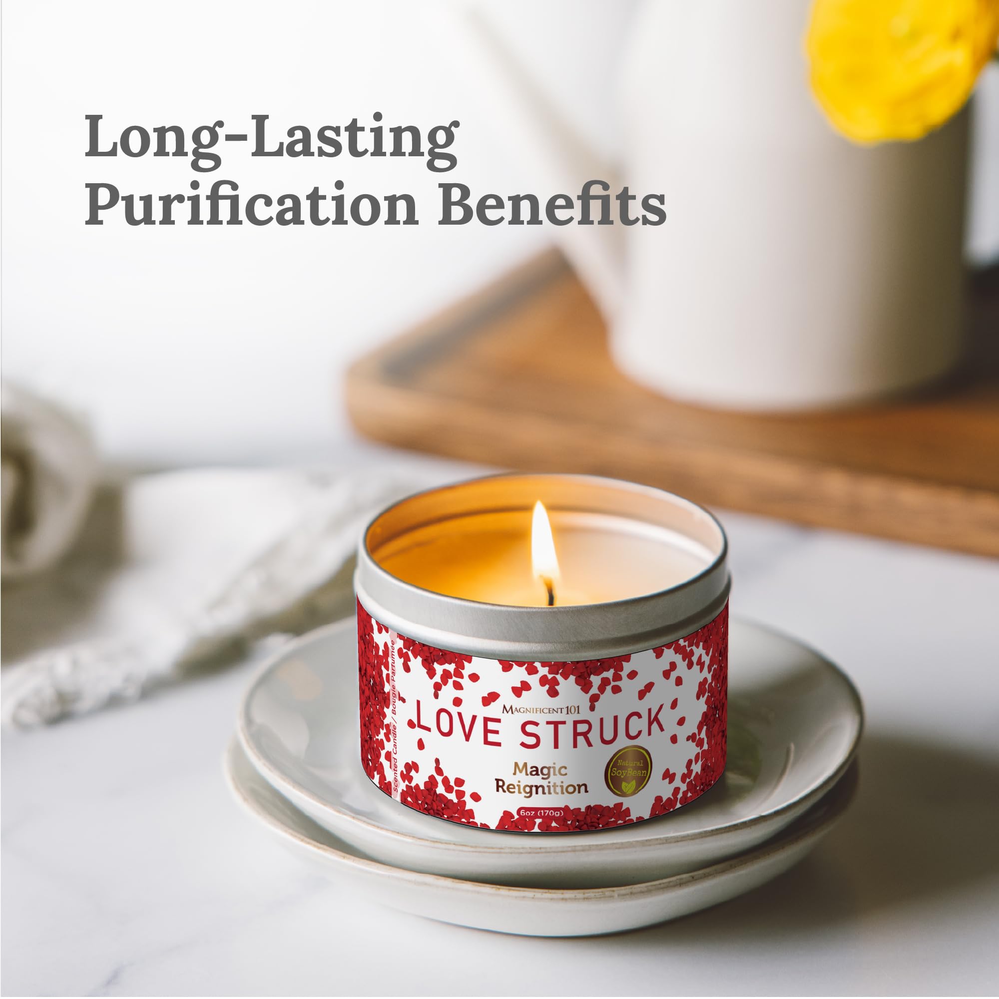 Magnificent 101 Love Struck Aromatherapy Candle β 6 Oz - 30 Hour Burn | Soy Wax Tin Candle for Love Reignition, Purification, Manifestation, & Chakra Healing