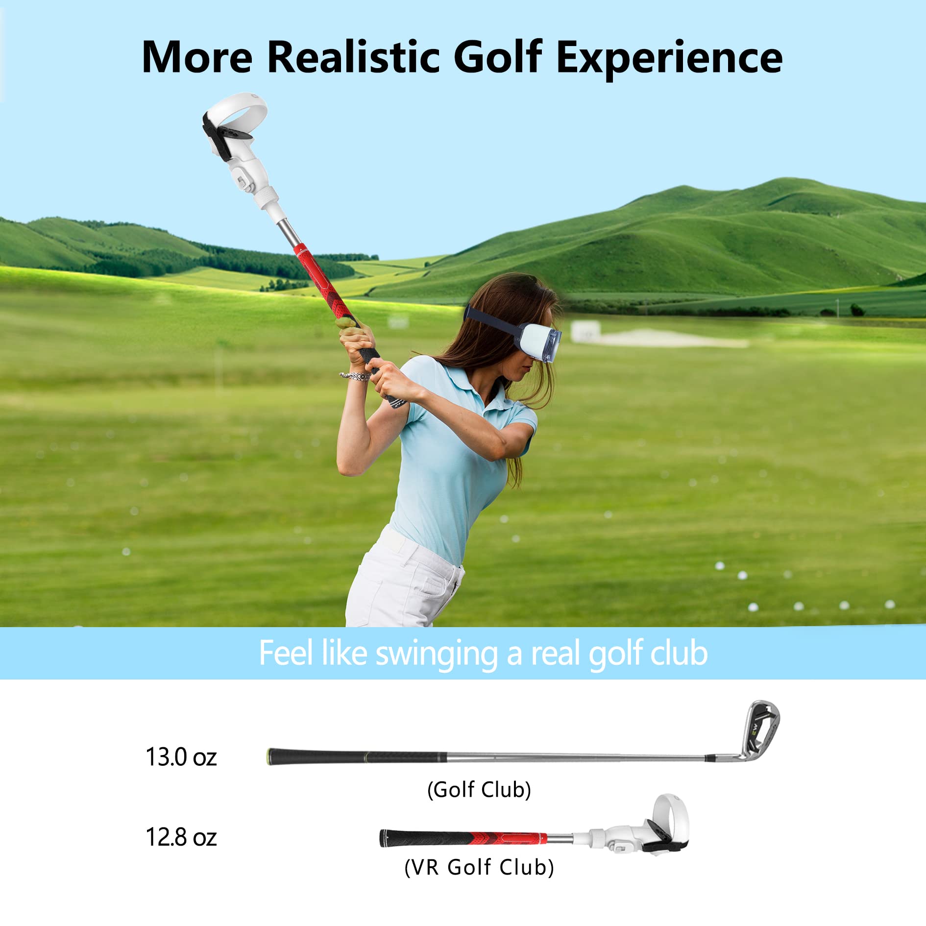 Giguelove VR Golf Club for Oculus Quest 2 Accessories, Golf Club Attachment Compatible with Oculus Quest 2 for Golf+, Walkabout Mini Golf, Golf5eclub