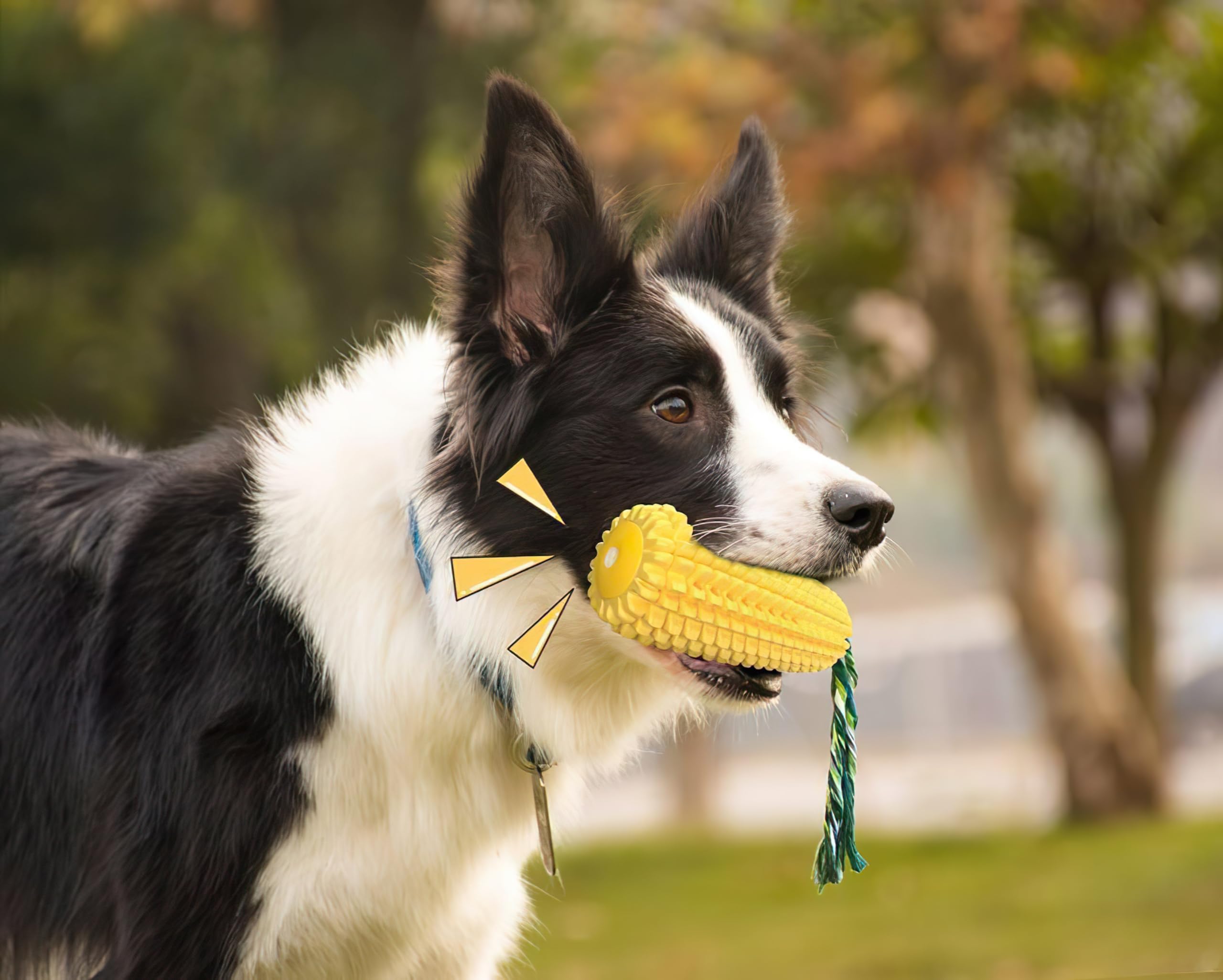 Generic Dog Chew Toys for Aggressive Chewers β 2 Pcs Set Indestructible Tough Durable Squeaky Interactive Dog Corn Stick Toys for Small Medium Large Pet Super Fun Puppy Teeth Chew, Yellow