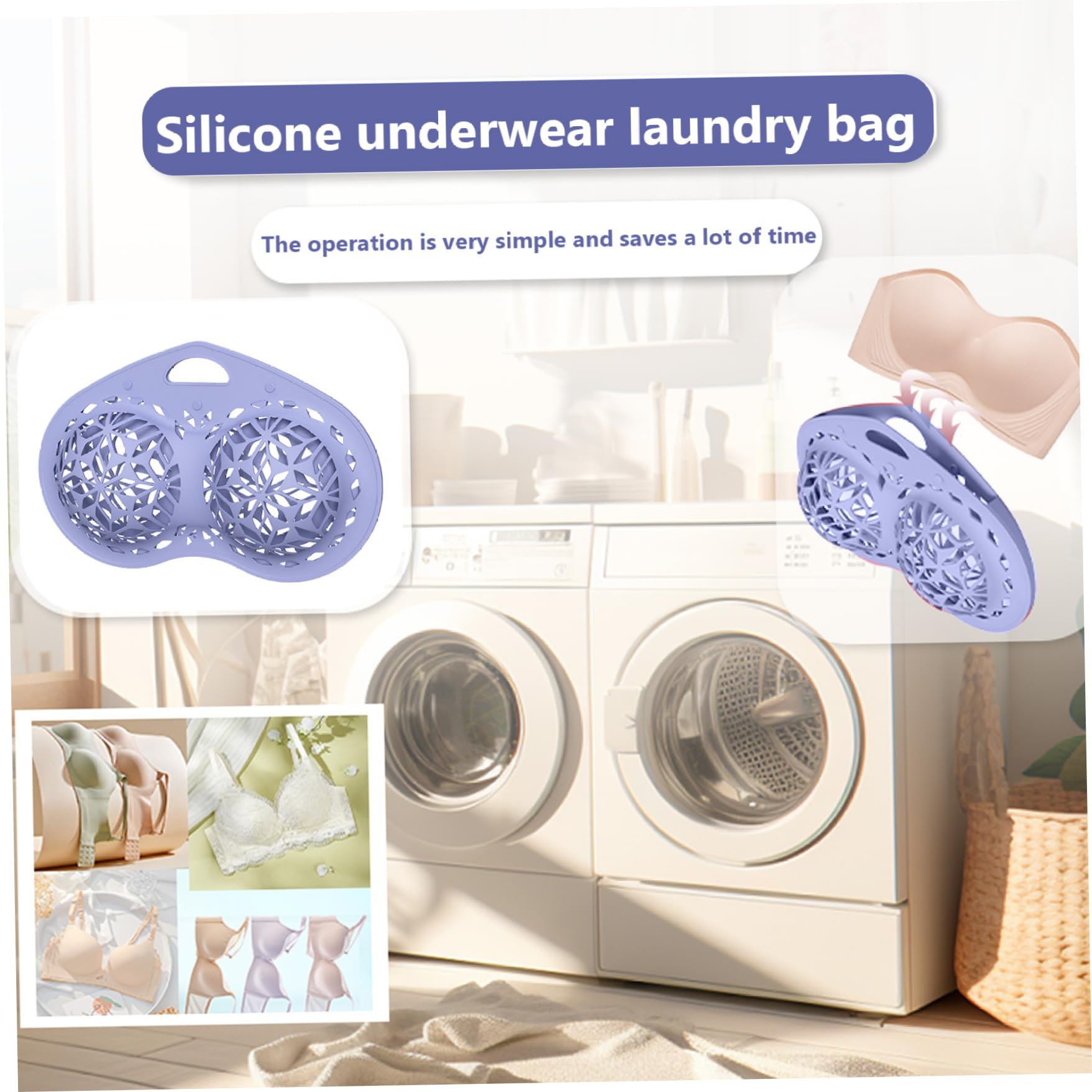 Silicone Bra Washing Bag Anti Deformation Bra Bags for Laundry Flexible Lingerie Bags with Snap Button for Washing Delicates Bra Washer Protector 15 X9.7 Inch Purple Storage Items