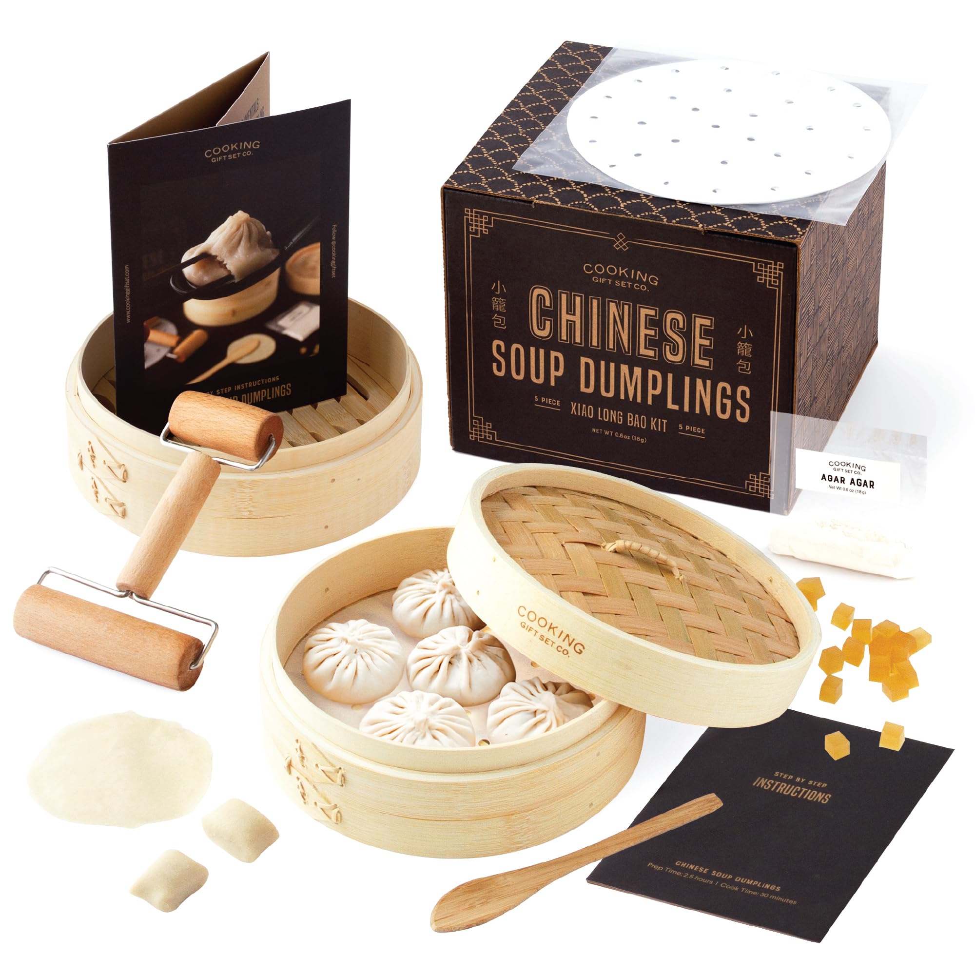Original Chinese Soup Dumpling Steamer Kit | Bamboo Steamer Basket Set | Unique Gifts for Cooks, Chef Gifts for Friends | Cooking Gifts for Sister or Brother | Unique Christmas Gifts for Women & Men