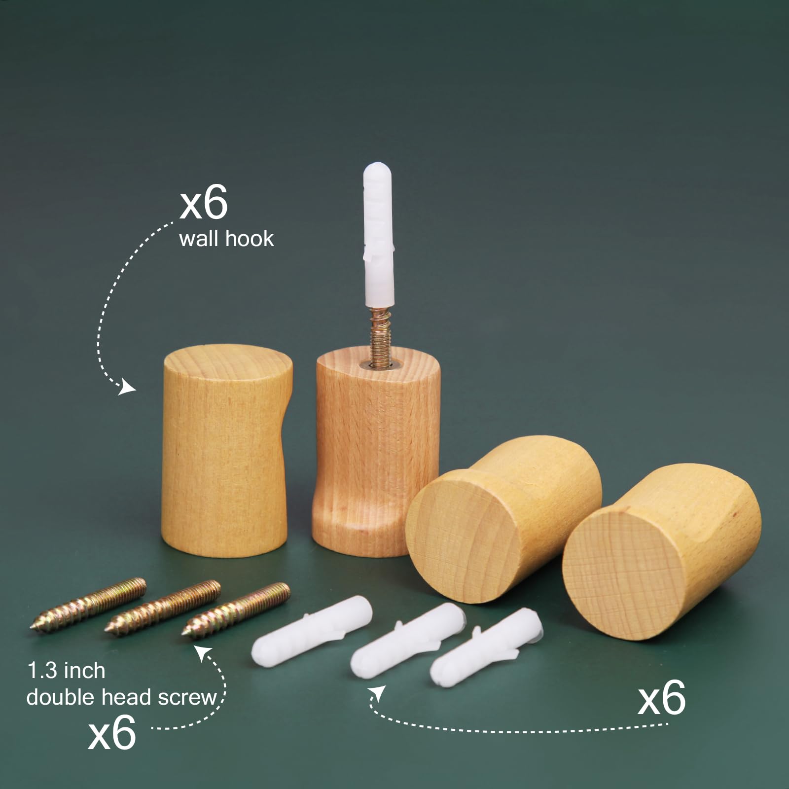 Natural Wood Wall Hooks Rustic Wood Coat Hooks Wall Mounted Minimalist Wooden Hat Hanger for Wall Decorative Entryway Hooks for Hanging Coat, Cap, Backpack, Purse Wood Hooks Wood Towel Hook 6 Pack