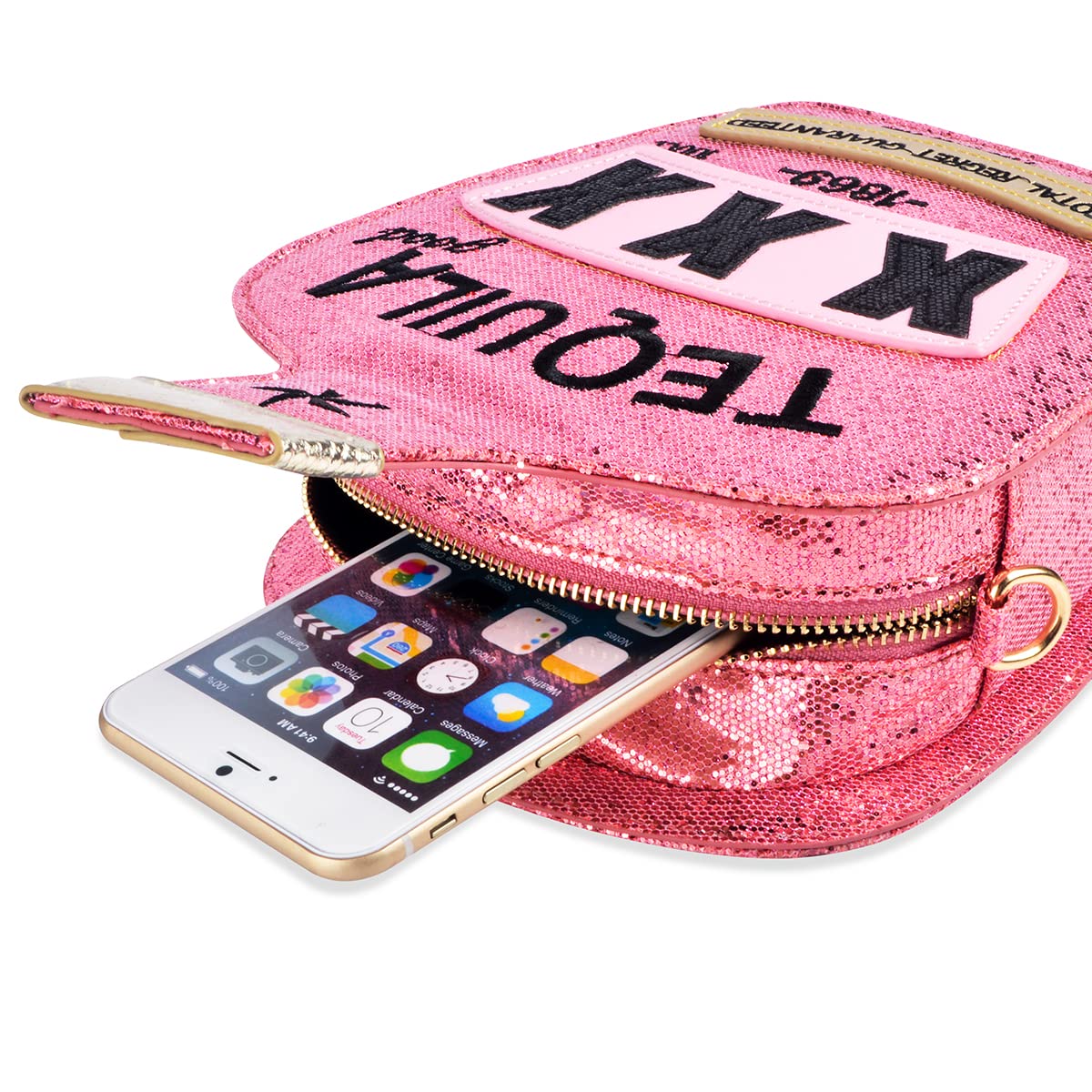 USTYLE Sparkling Bag for Women, Shoulder Purse Sequin Leather Bottle Shaped Crossbody Bag Clutch Purse Phone Wallet Shoulder Bags