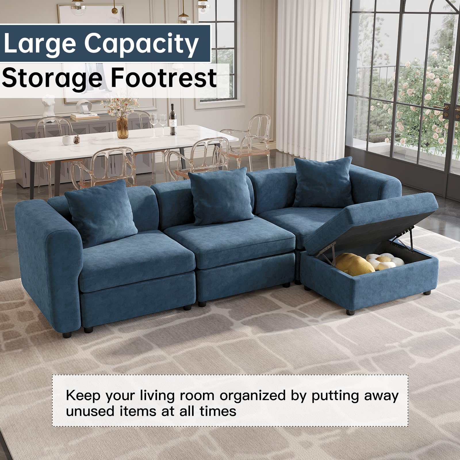 GlimBiz Oversized Modular Sofa with Storage Ottoman,U Shaped Sofa Couch Modular Sectional Sofa with Cushions, Convertible Sectional Sofa,U-Shaped Sofa with 8 Seats