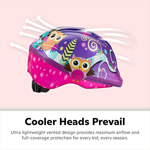 Schwinn Classic Toddler Bike Helmet for Boys Girls Age 3-5 Years Old, Suggested Fit 48-52 cm, Dial Fit, Full Range Padding, Extended Lower Shell, Integrated Visor, Crazy Owl