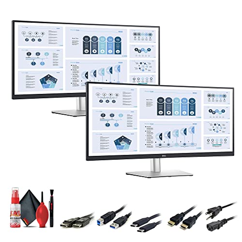 Dell 2 x P3421W 34.14" 21:9 Curved USB Type-C WQHD IPS Monitor (P3421W) + Cleaning Kit