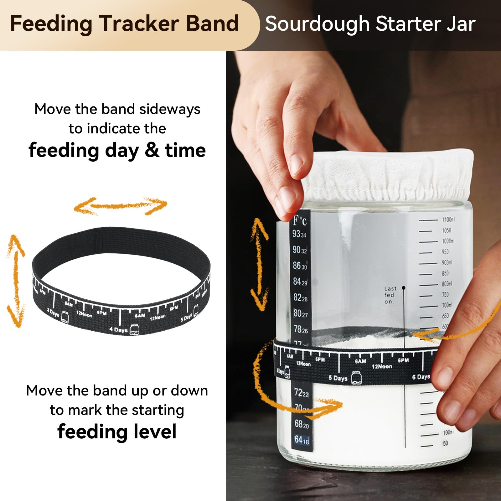 Sourdough Starter Kit 42Oz Sourdough Starter Jar Glass Wide Sourdough Bread Baking Supplies, Brewing Fermentation Carboys Sourdough Bread Starter Kit with Cloth Cover, Lid&Feeding Tracker Band-1PACK