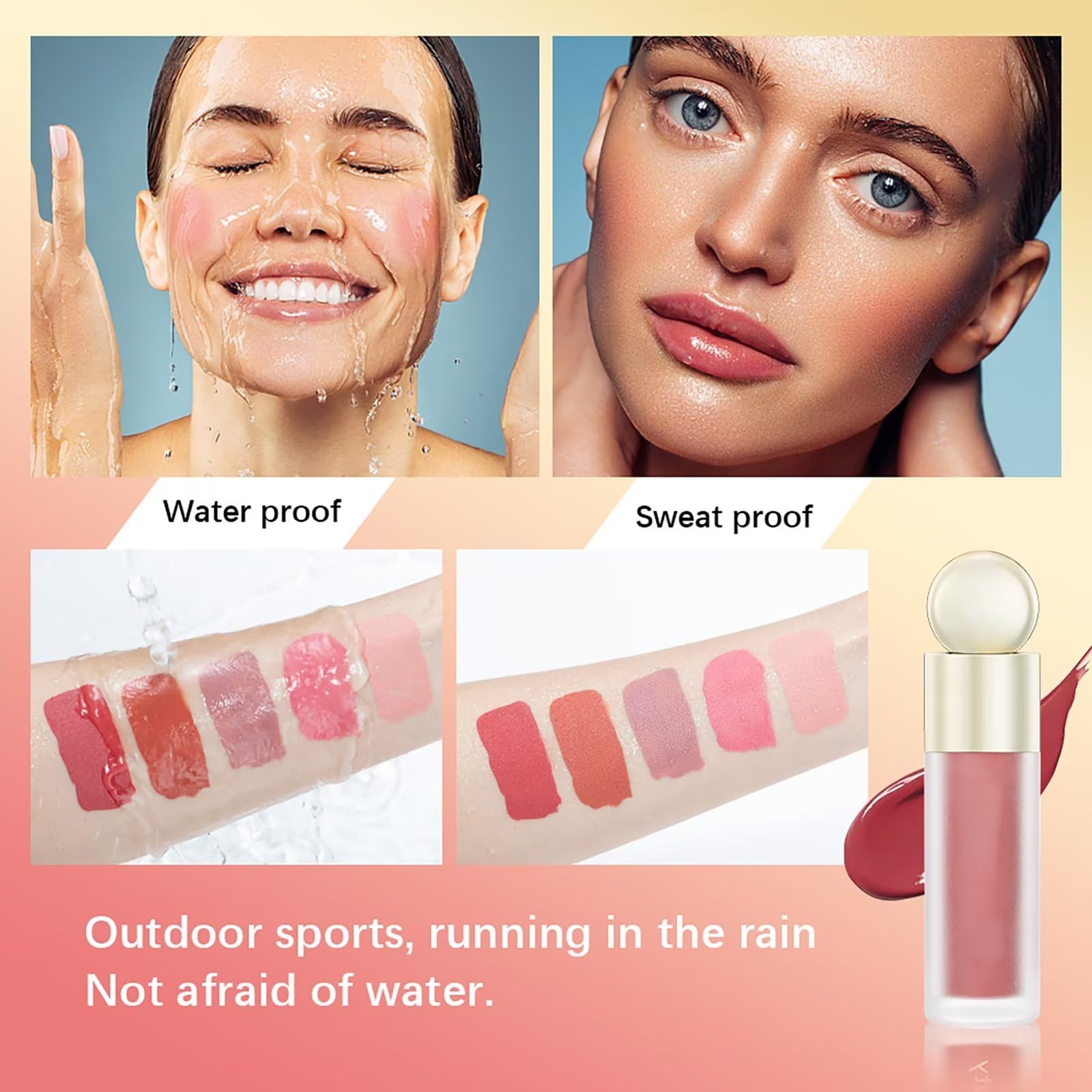 Gmaxit Liquid Blush,Soft Cream Face Blush,Natural Matte Finish Looking, Dewy Cheek Tint, Moisturizing Lightweight Blendable Feel(4#)