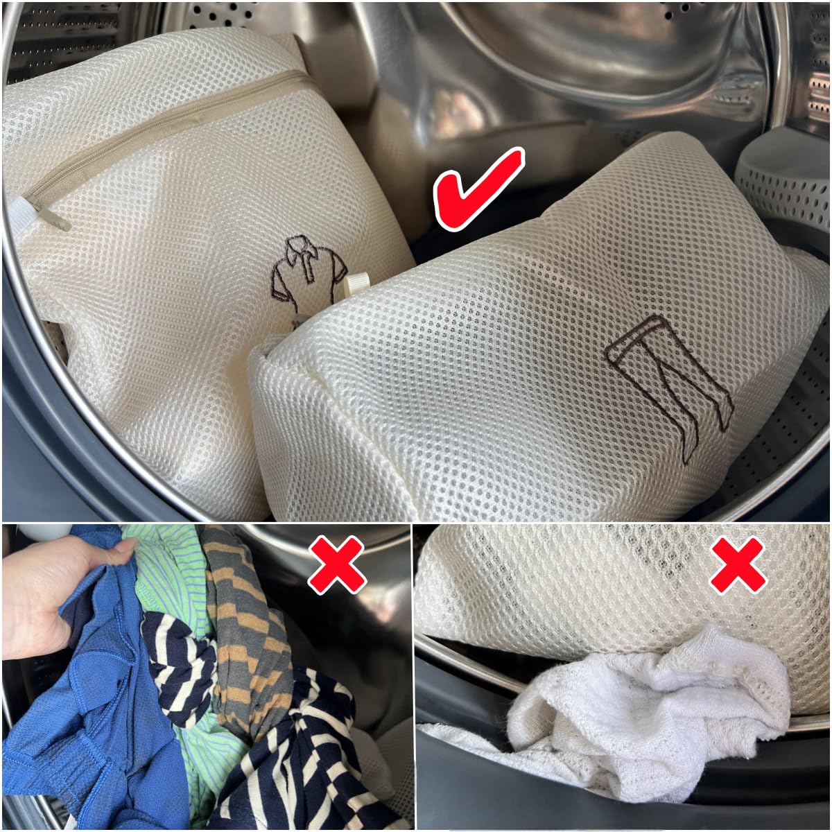 LUCKIEST MAP Mesh 3D Bracket Lingerie Bra Wash Bags ,Laundry Mesh Bags for Laundry (A to C Cups)Mesh Bags with Zipper,6Pcs for Different Needs,Travel Organizer
